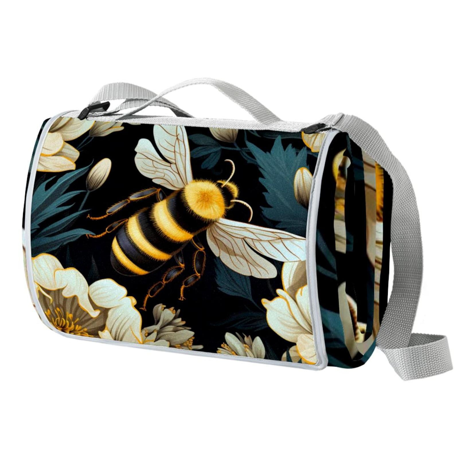 Honeybee Portable Canvas Picnic Blanket Waterproof Backing for Outdoor ...