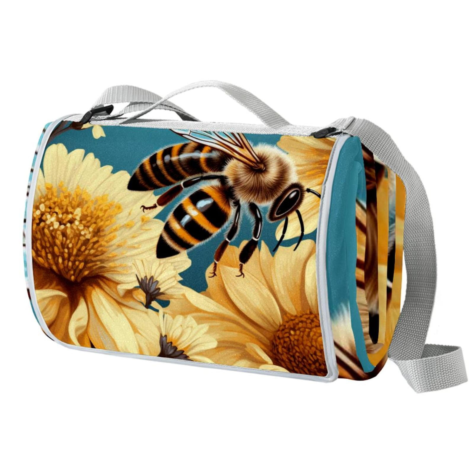 Honeybee Portable Canvas Picnic Blanket Waterproof Backing for Outdoor ...