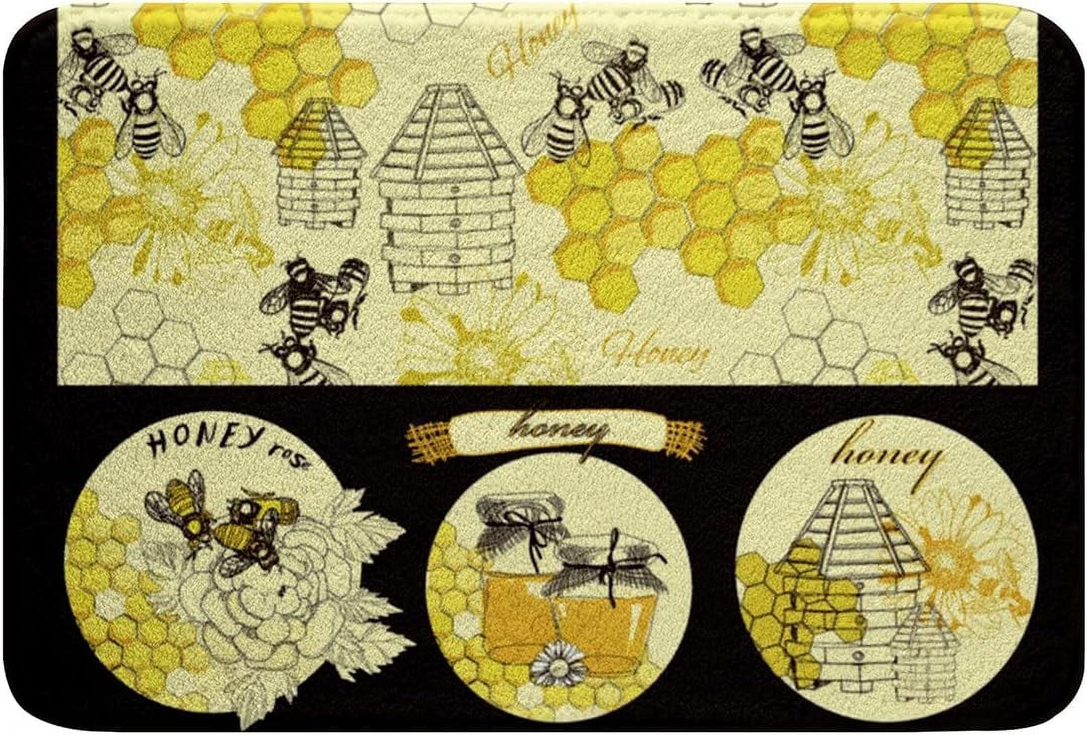 Honeybee Rug 20"x32",Honeycomb Bee Themed Gifts Bathroom Rugs Beehive ...