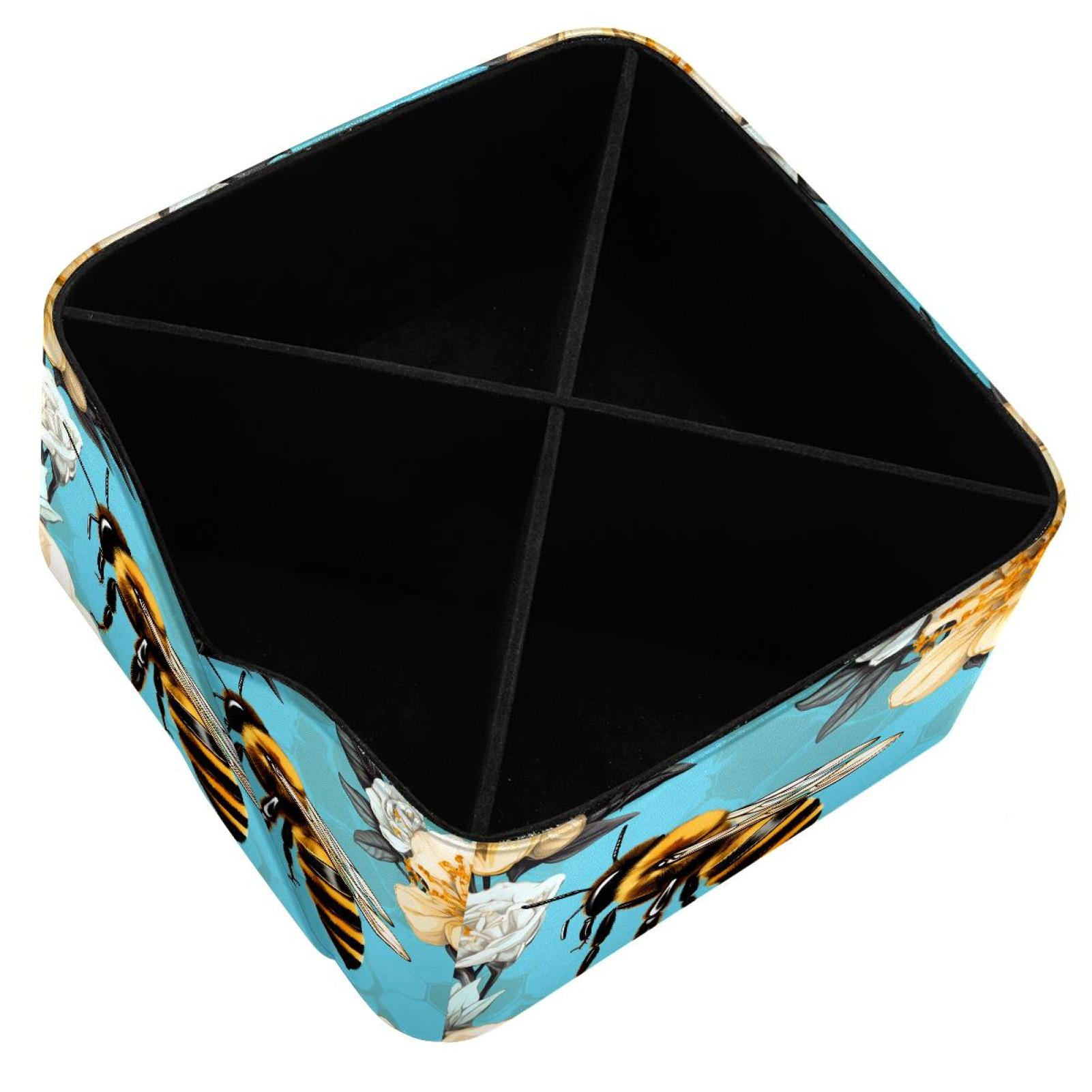 Honeybee Square Pen Case with 4 Compartments, Removable Dividers ...