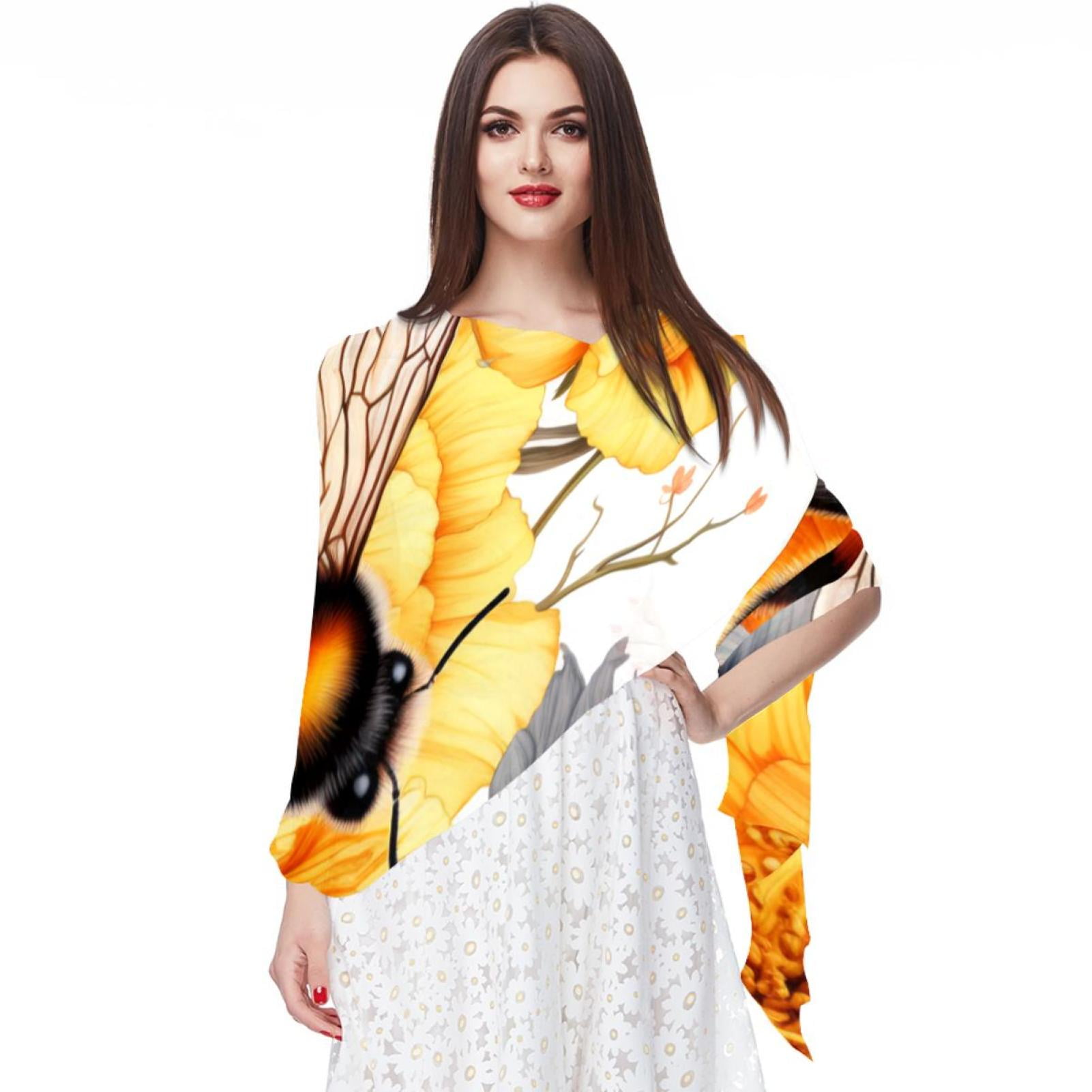 Honeybee Translucent Chiffon Yarn Silk Scarf - Light Breathable ...