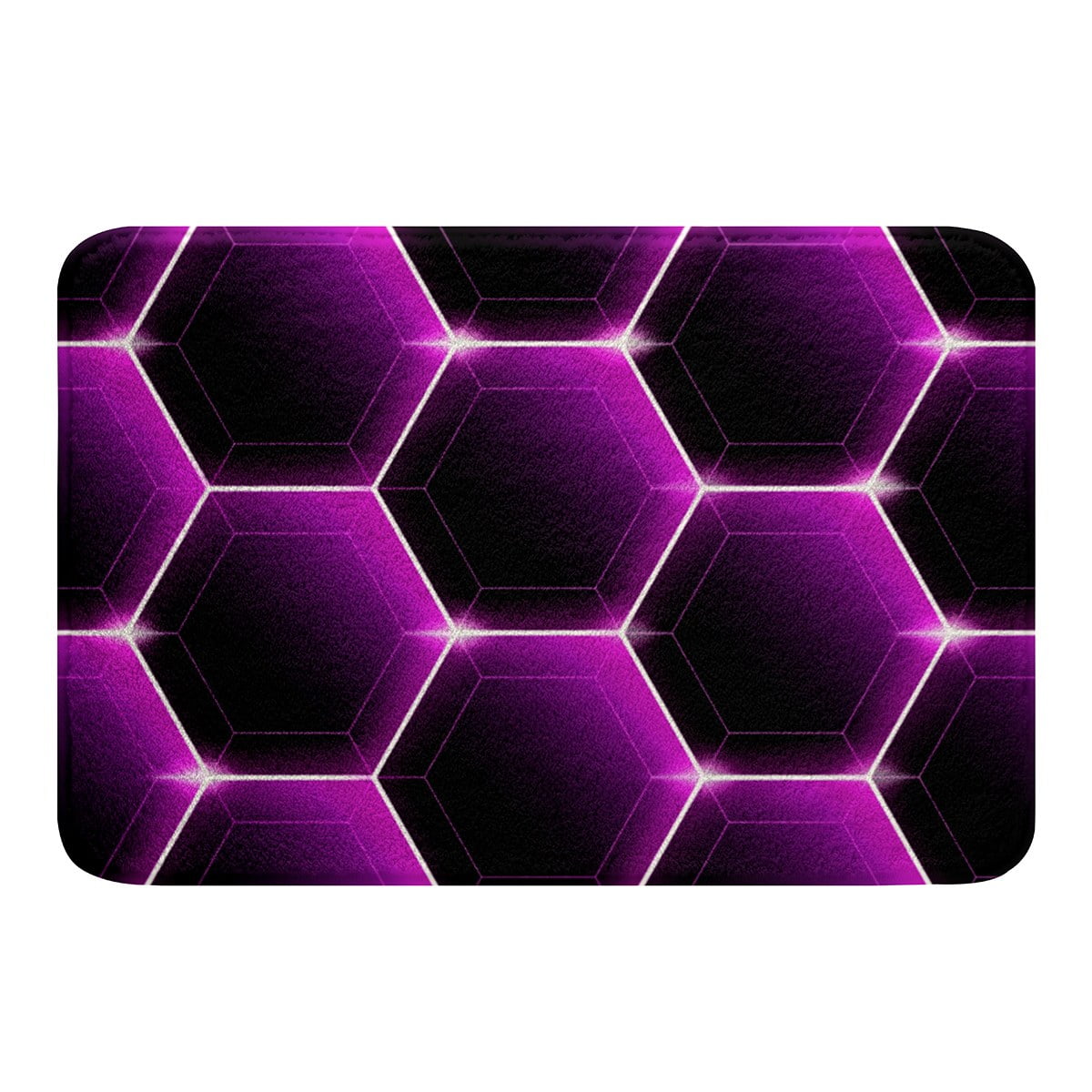 Honeycomb Bathroom Rugs 20"x32" 3D Stereoscopic Black and Purple ...