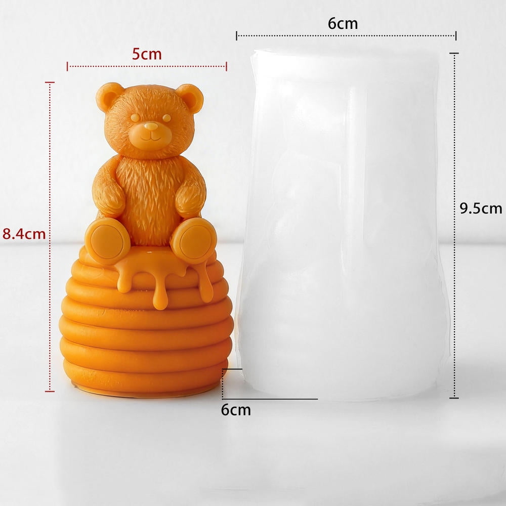 Honeycomb Bear Scented Candle Silicone Mold DIY Honeycomb Bear Plaster ...
