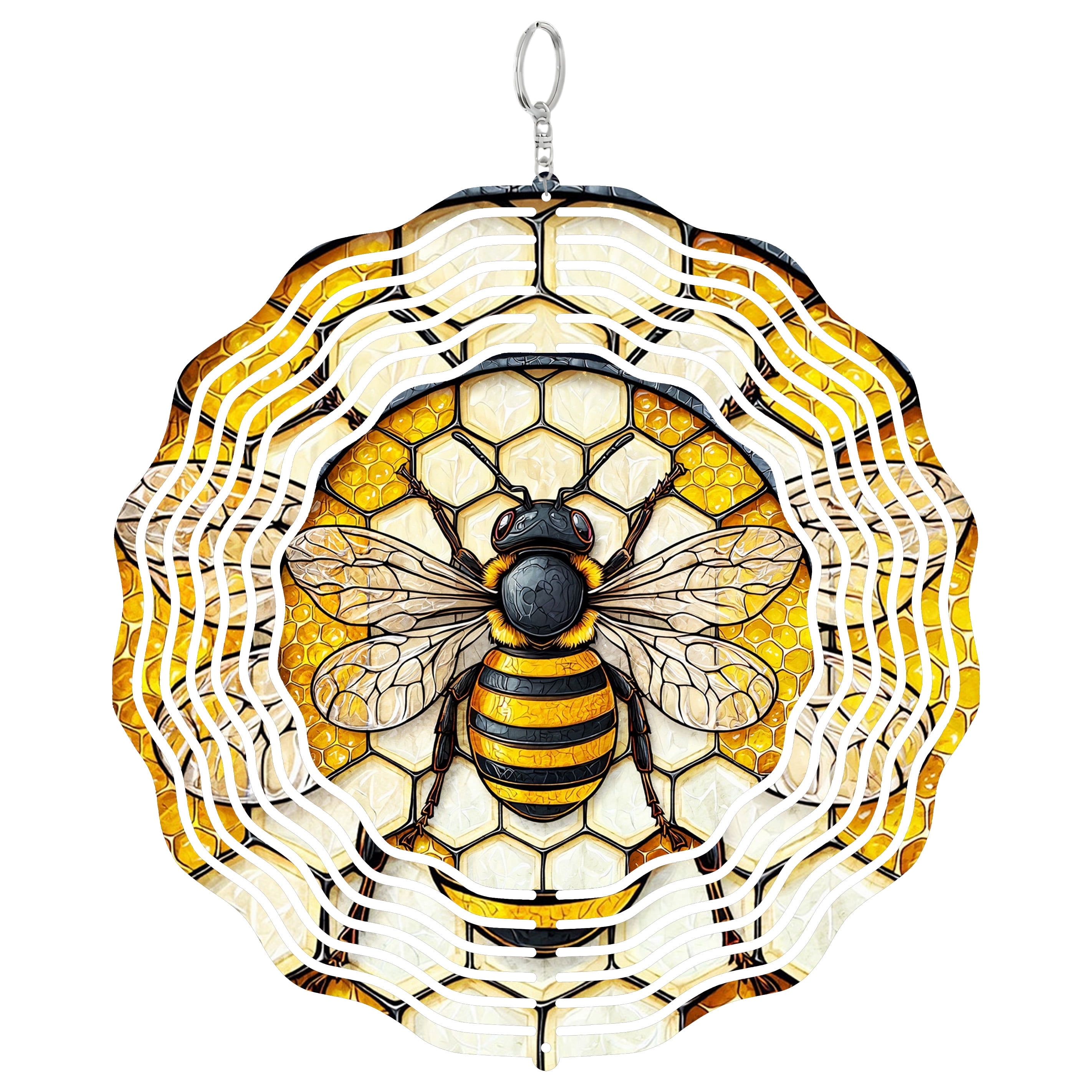 Honeycomb Bee 3D Wind Spinner Kinetic Stainless Steel Hanging Garden ...