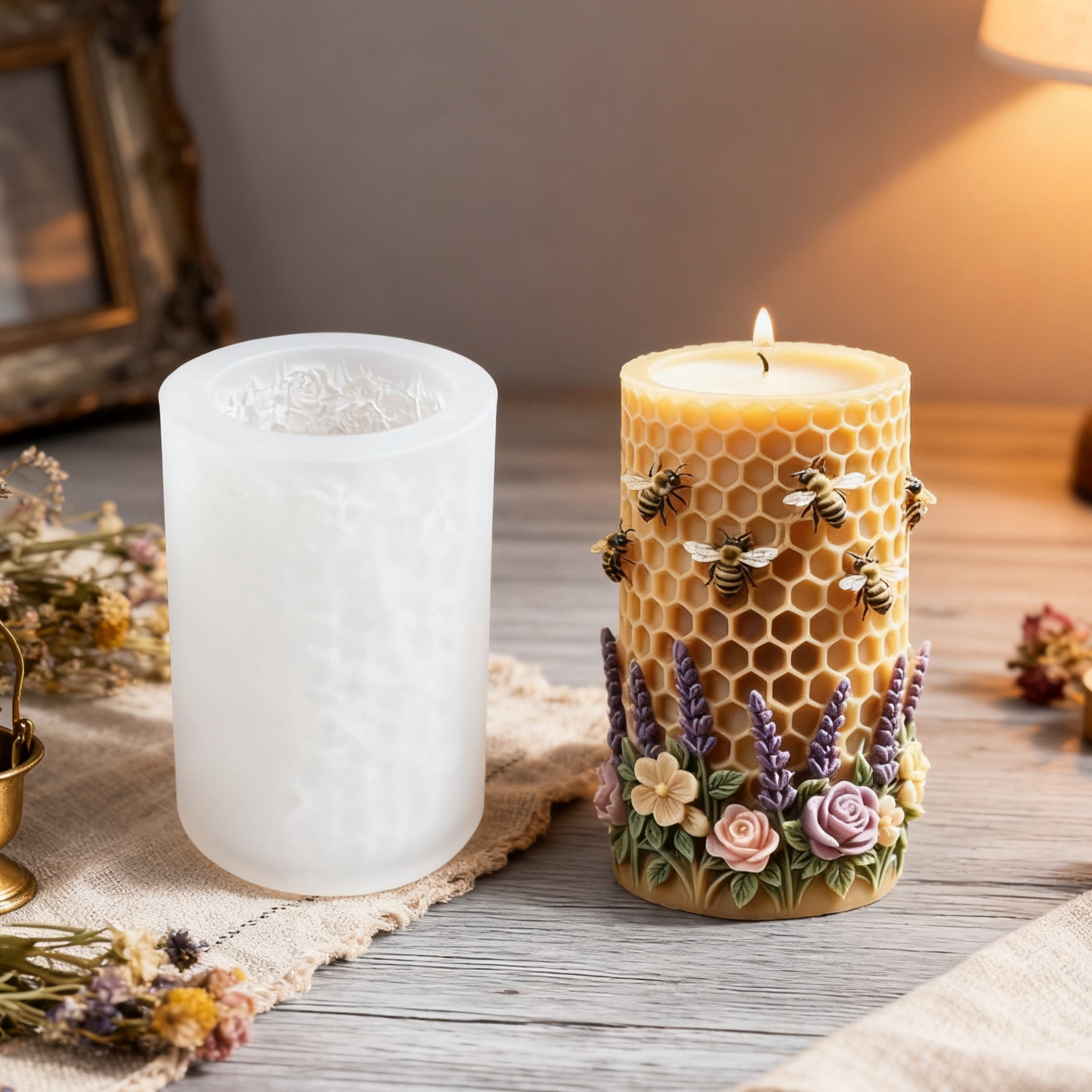 Honeycomb Bee Lavender Shaped Candle Mold – Multi-Purpose DIY Mold for ...