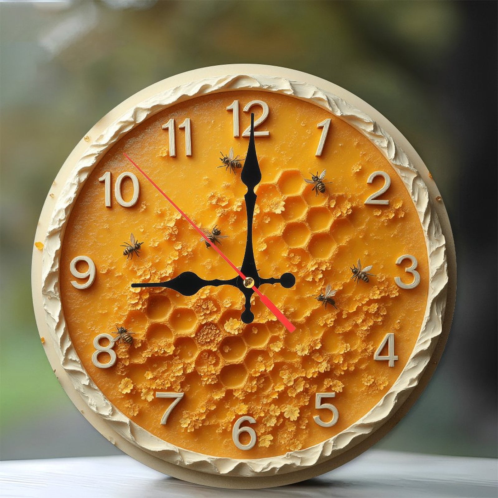 Honeycomb Bees Wall Clock Home Decor 10-Inch Silent Wooden Wall Clock ...