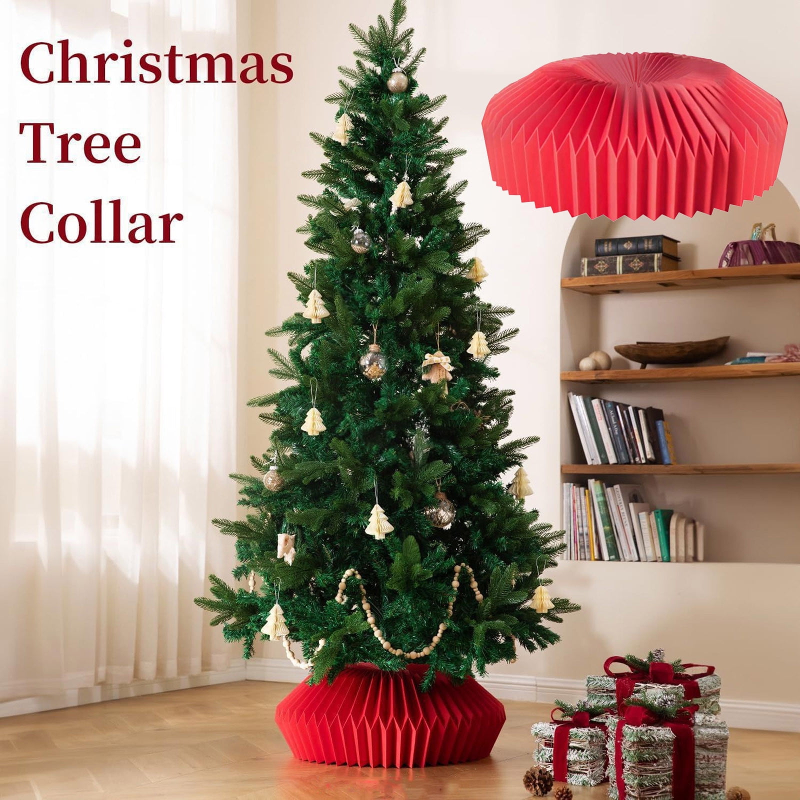 Honeycomb Christmas Tree Collar,26" Dia Foldable Paper Tree Collar with ...