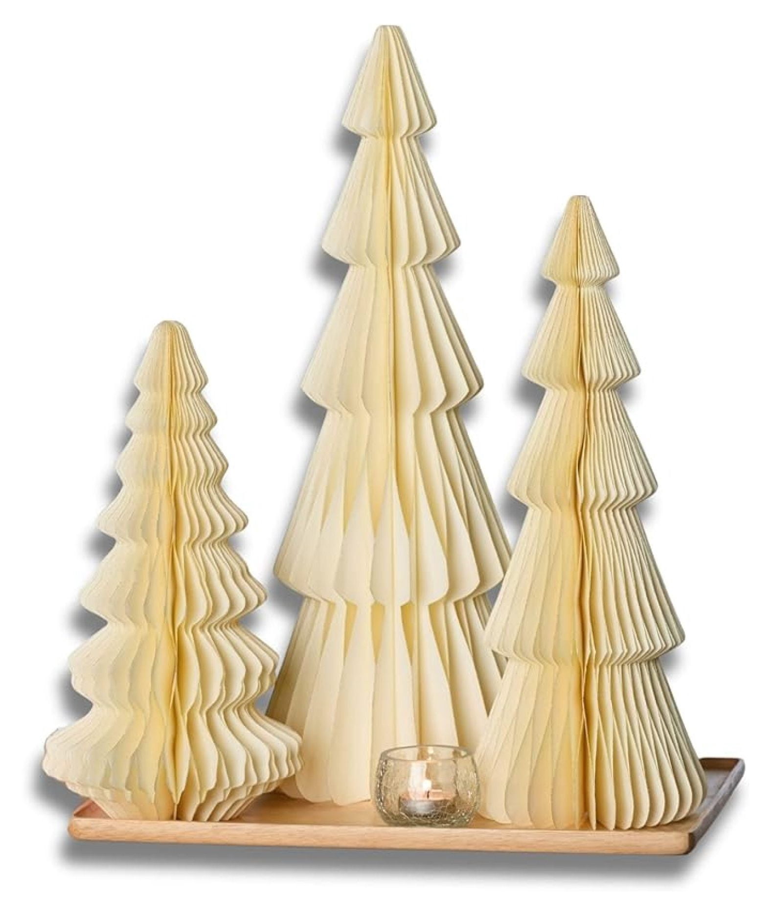 Honeycomb Christmas Trees - Set of 3 Winter White Snowy Trees, Vintage ...