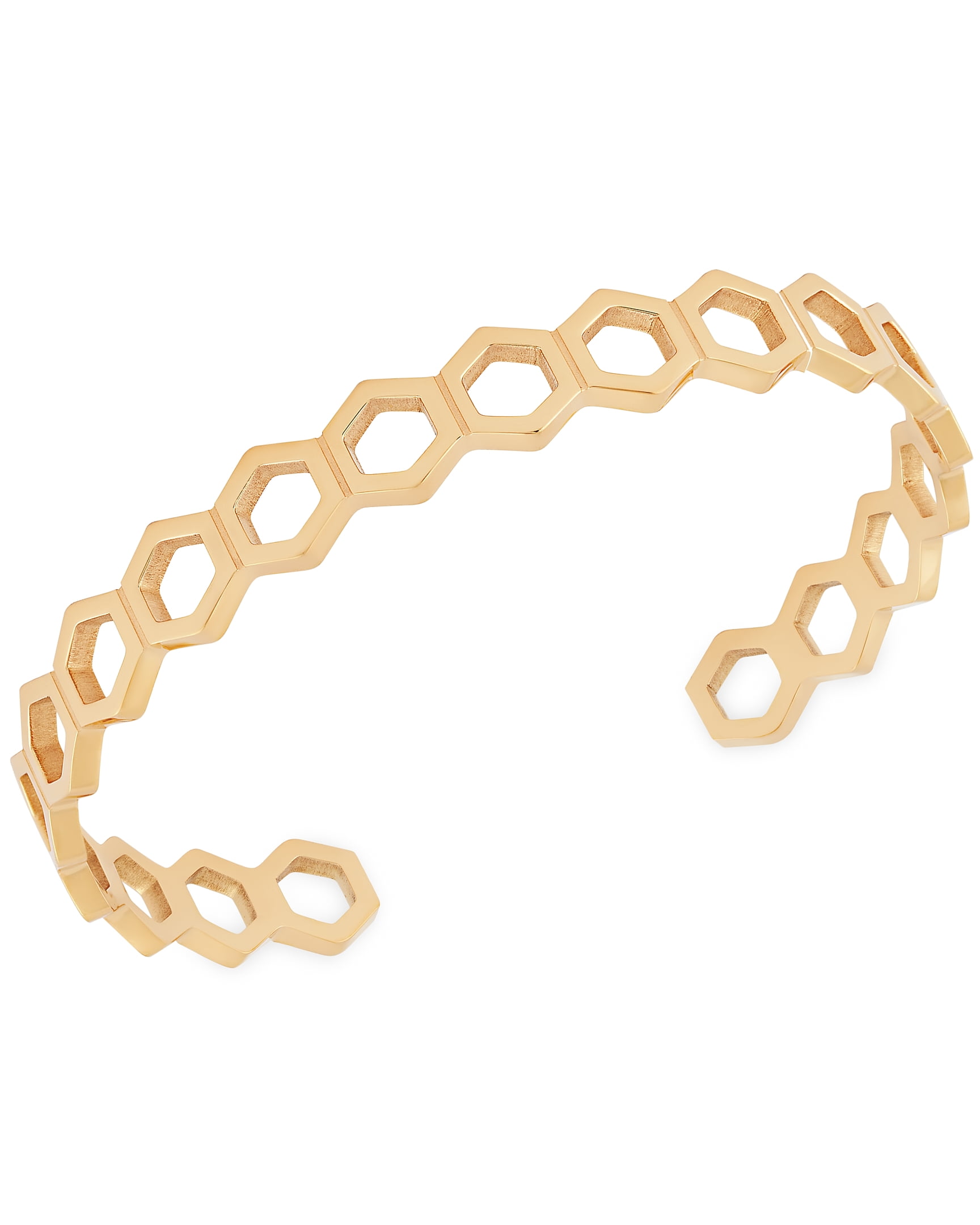 Honeycomb Cuff Bangle Bracelet In 18K Gold Plated Stainless Steel ...