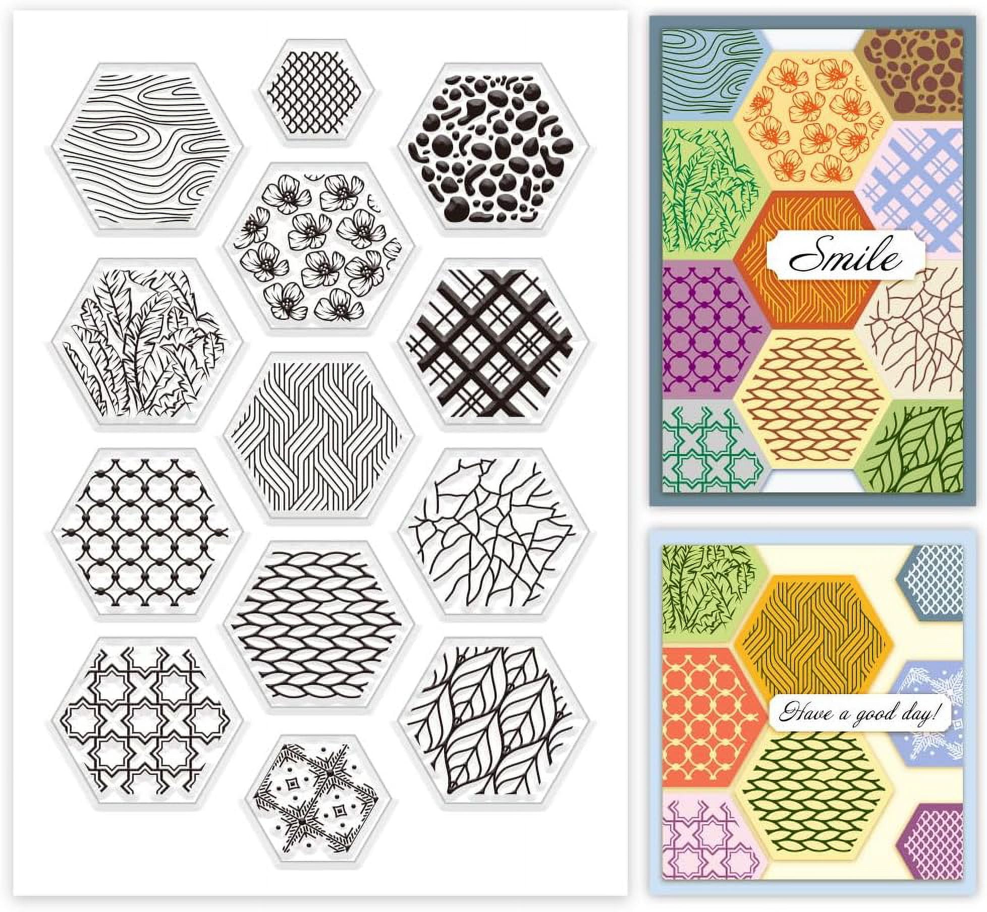 Honeycomb Frame Shape Clear Stamps for Card Making Hexagonal Rubber ...