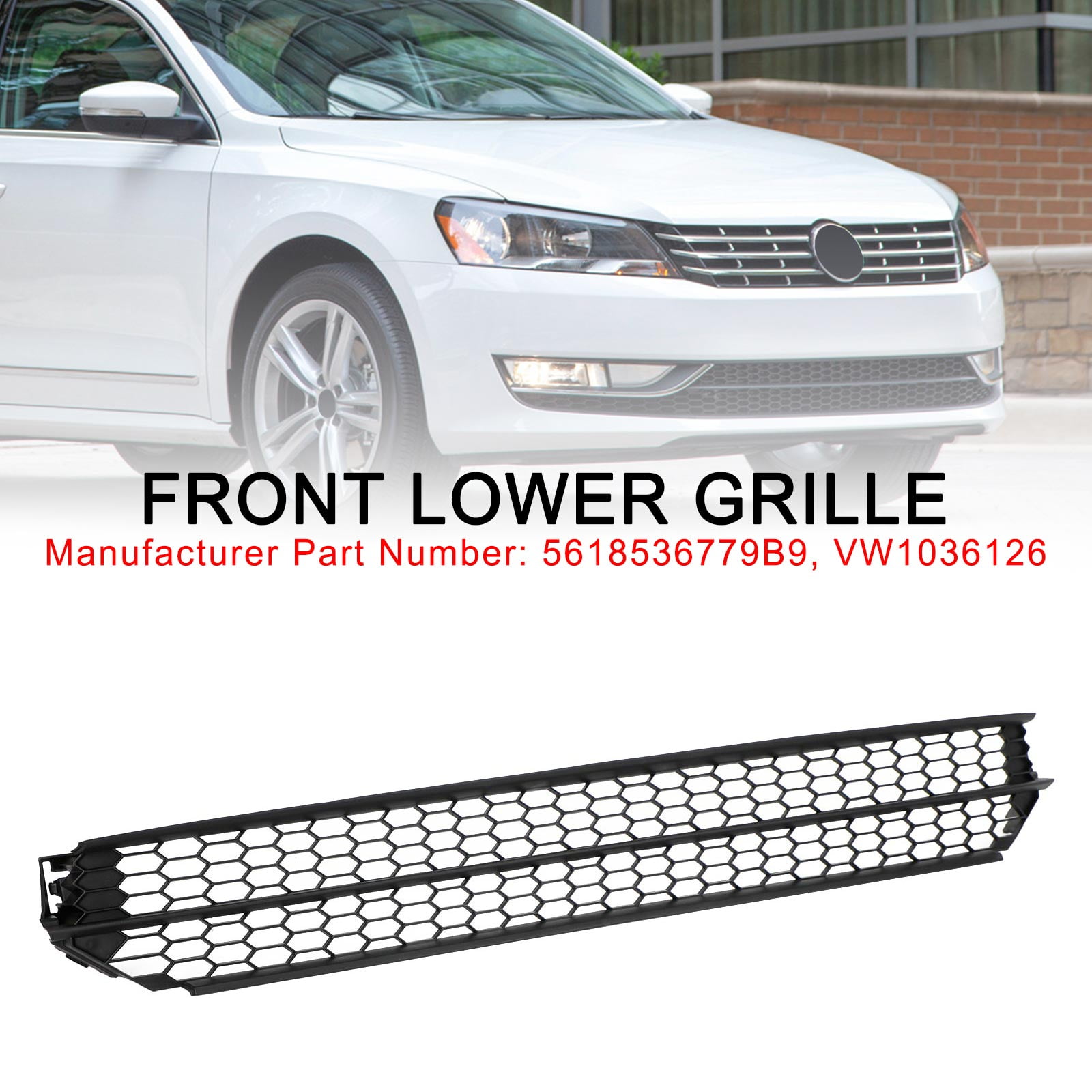 Honeycomb Front Bumper Lower Grill Grille Fit for VW Passat 2012-2015 ...