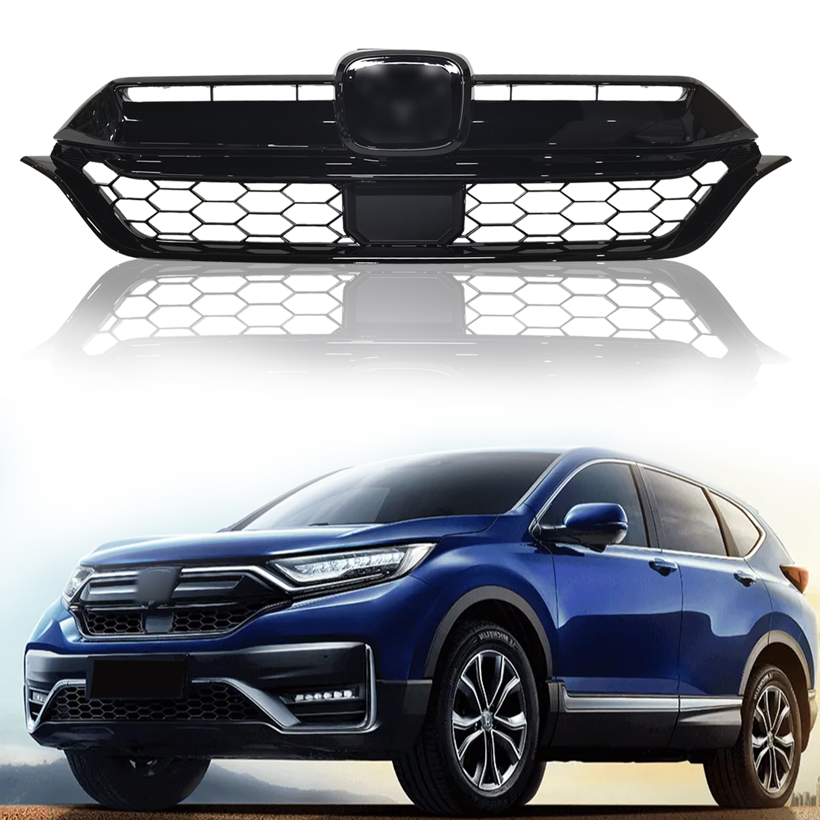 Honeycomb Front Upper Grille Assembly For 2020 2021 2022 Honda CR-V CRV ...