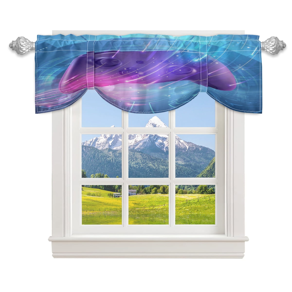 Honeycomb Gamer Video Game Short Window Curtain Adjustable Tie Up ...