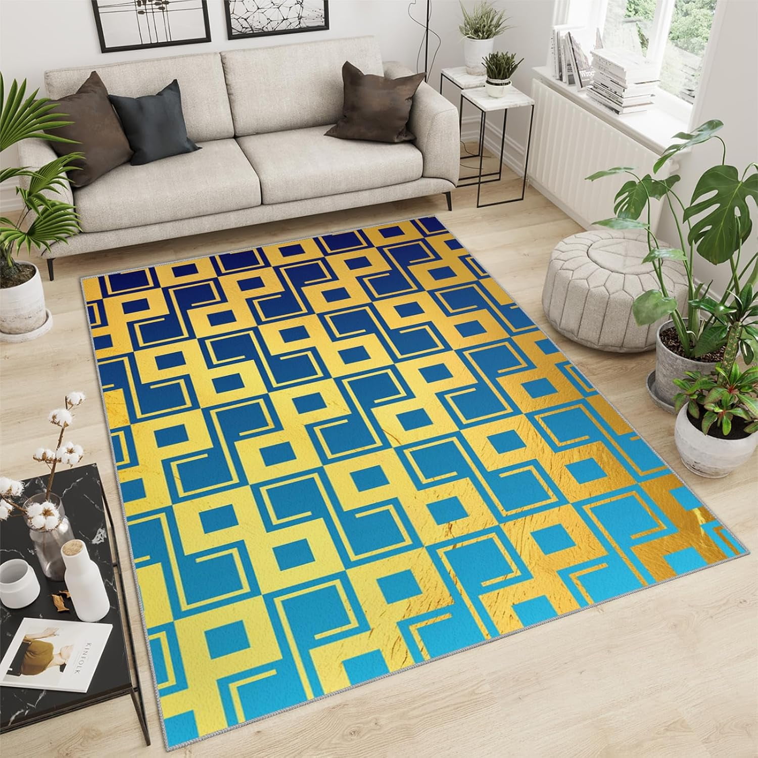 Honeycomb Geometric Beehive Indoor Bedroom Carpet for Chic Minimalist ...