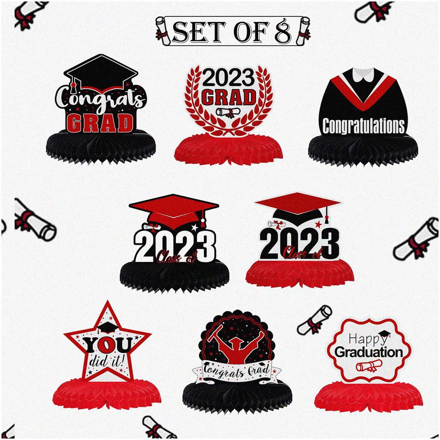 Honeycomb Graduation Table Centerpieces - Celebrate Cl of 2023! 8pcs ...