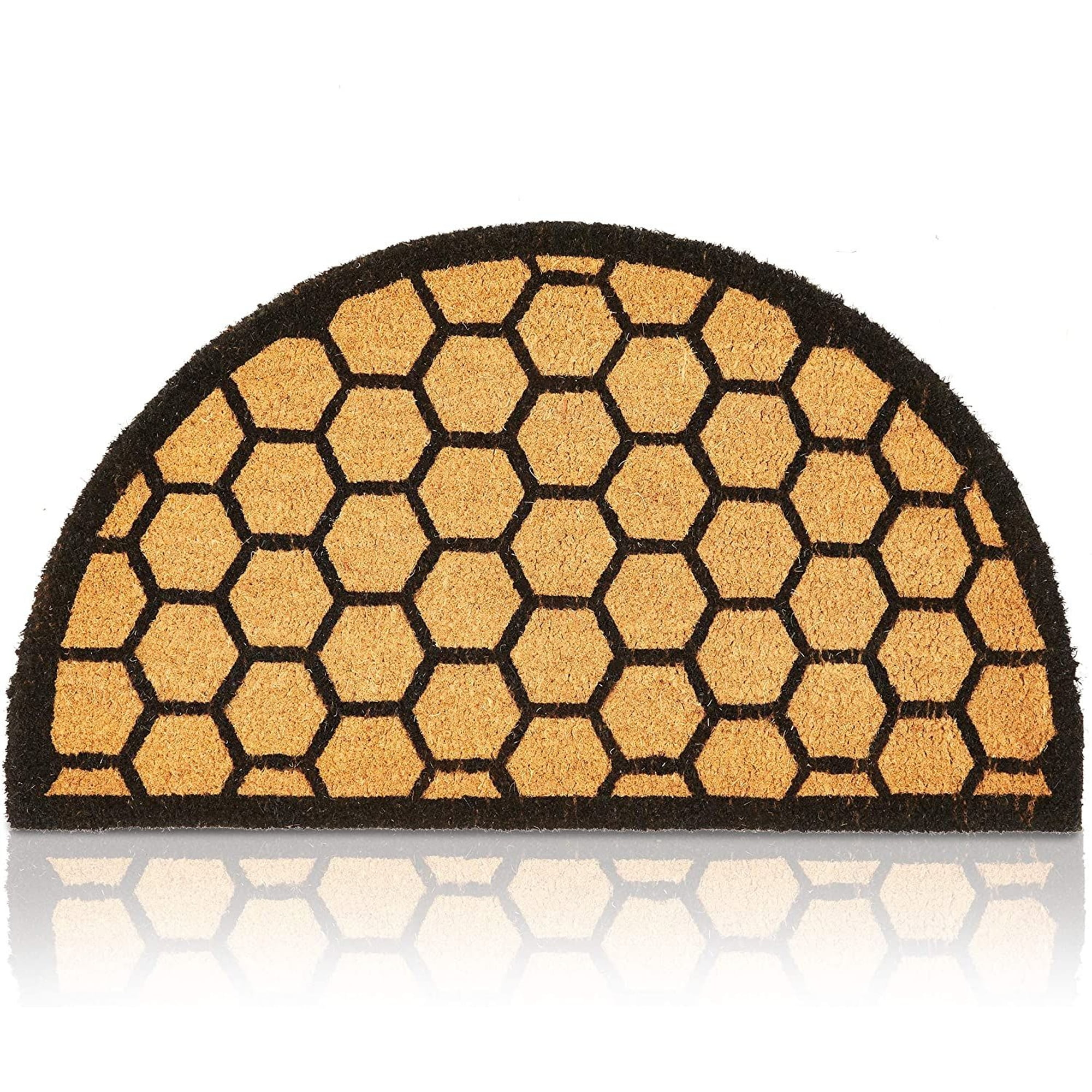 Honeycomb Half Circle Rug, Natural Coir Bee Welcome Mat, Nonslip for ...