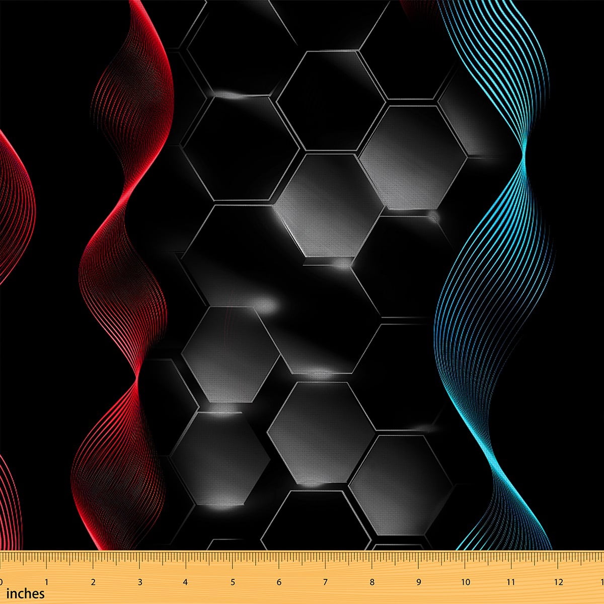 Honeycomb Hexagonal Fabric By The Yard,Neon Lights Upholstery Fabric ...