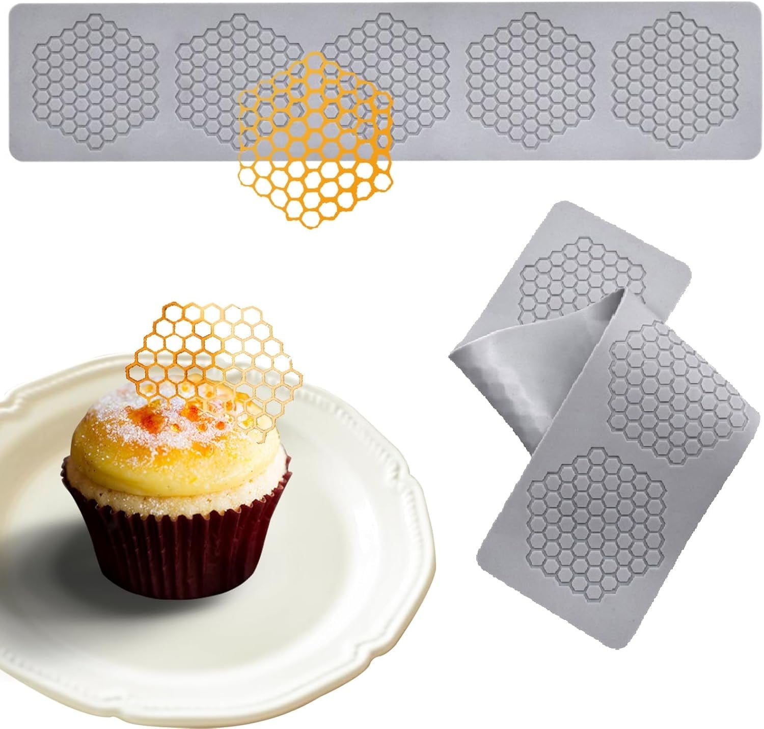 Honeycomb Molds Silicone Tuile Fondant Molds with Hollow 3D Beehive ...