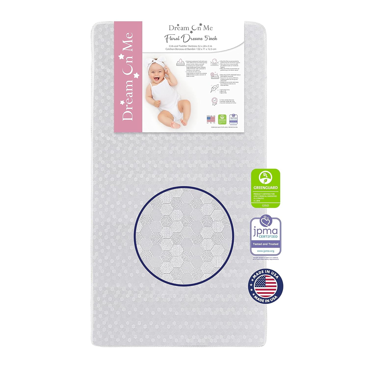 Honeycomb Orthopedic Firm Fiber Standard Baby Crib Mattress, Greenguard ...