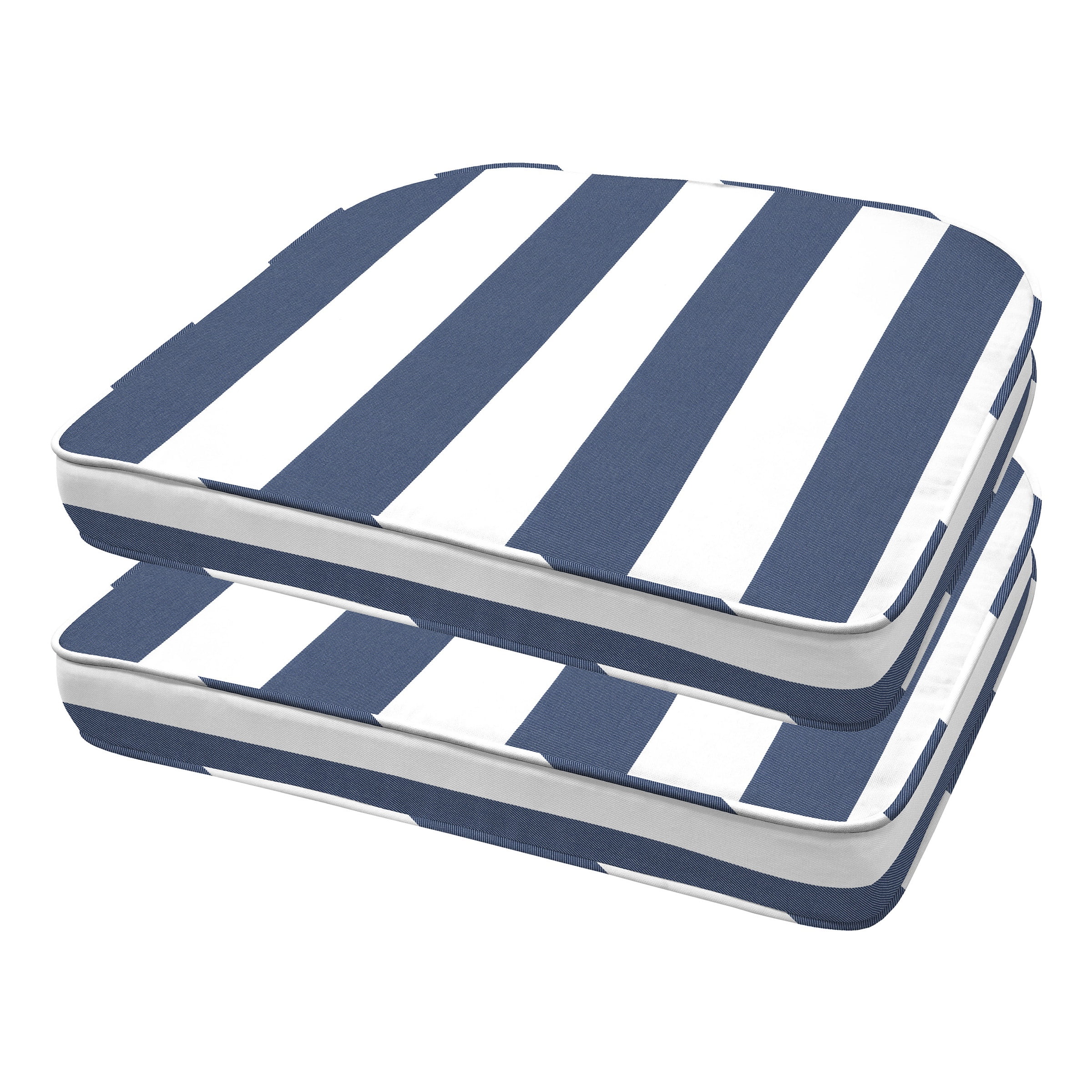 Honeycomb Outdoor Cabana Stripe Blue & White Rounded Seat Pad (2-Pack ...