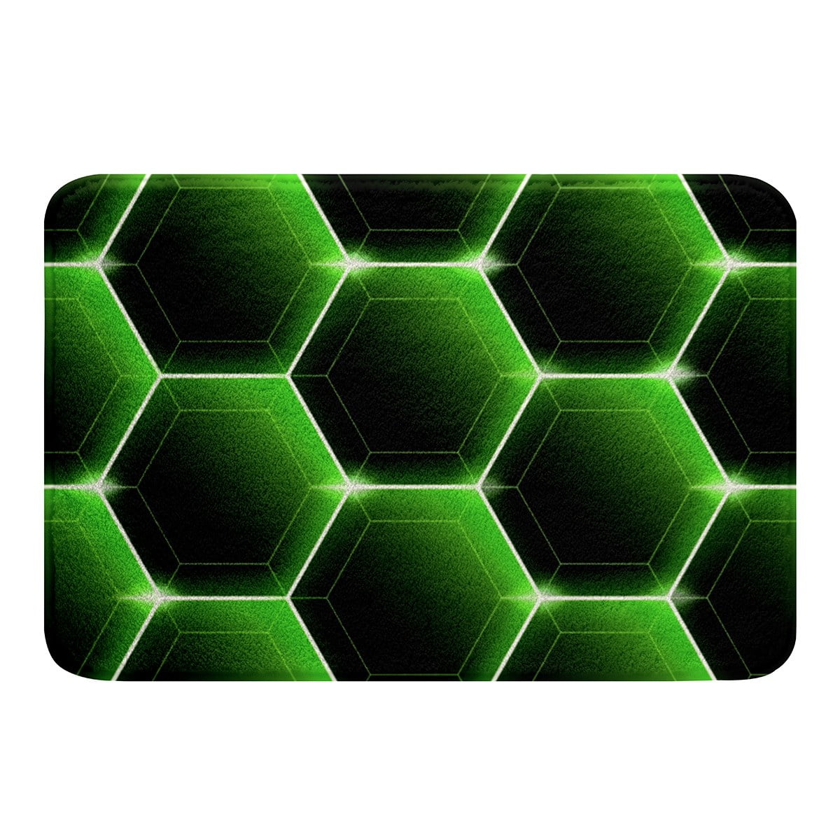 Honeycomb Outdoor Rug 16"x24" 3D Stereoscopic Black and Green Hexagon ...