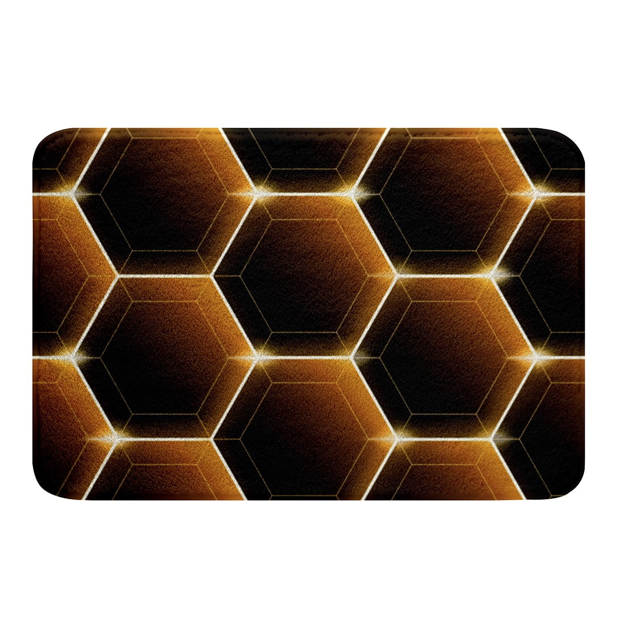 Honeycomb Outdoor Rug 16"x24" 3D Stereoscopic Black and Orange Hexagon ...