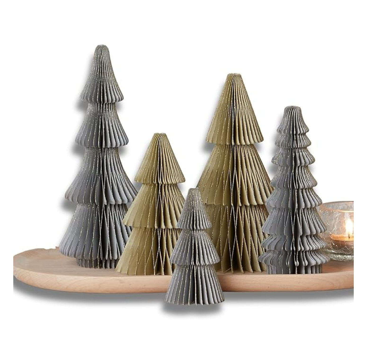 Honeycomb Paper Trees Set of 5 - Neutral Christmas Decor, Vintage ...