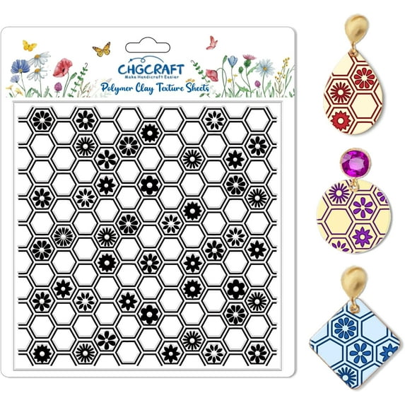 Honeycomb Pattern Polymer Clay Texture Sheet Flowers and Hexagonal ...