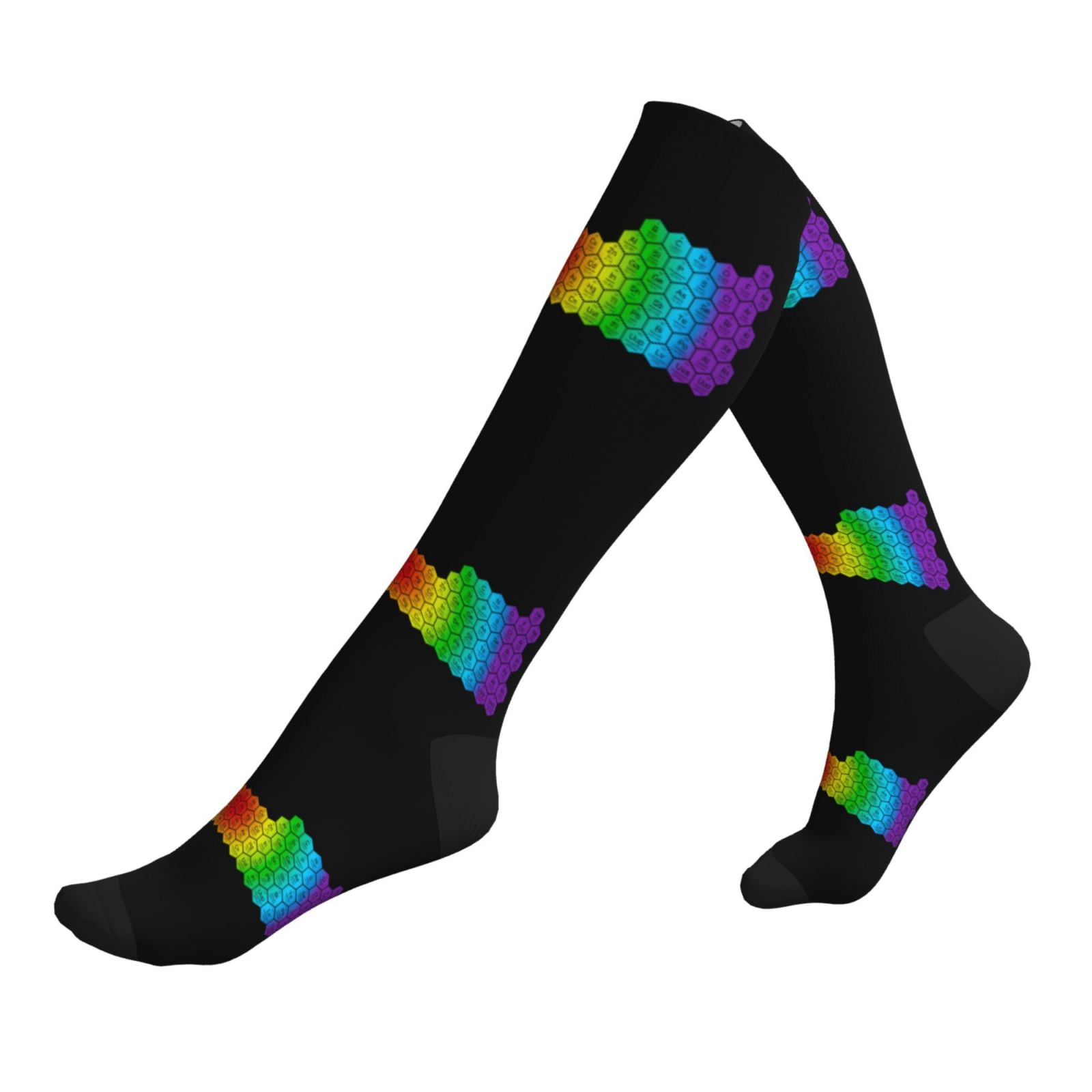 Honeycomb Periodic Table Rainbow Compression Socks For Women Men ...