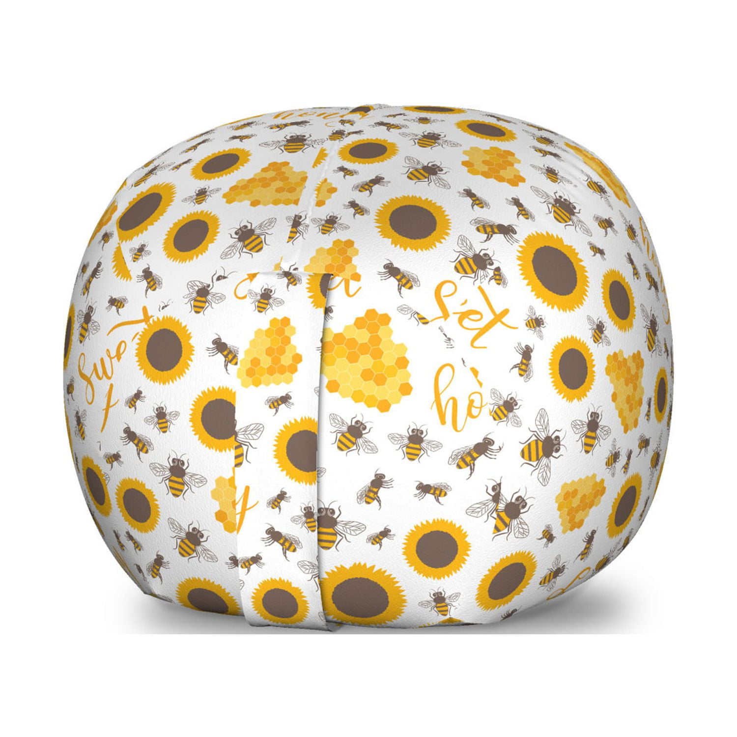 Honeycomb Storage Toy Bag Chair, Sunflowers Bees Honey and Text Summer ...