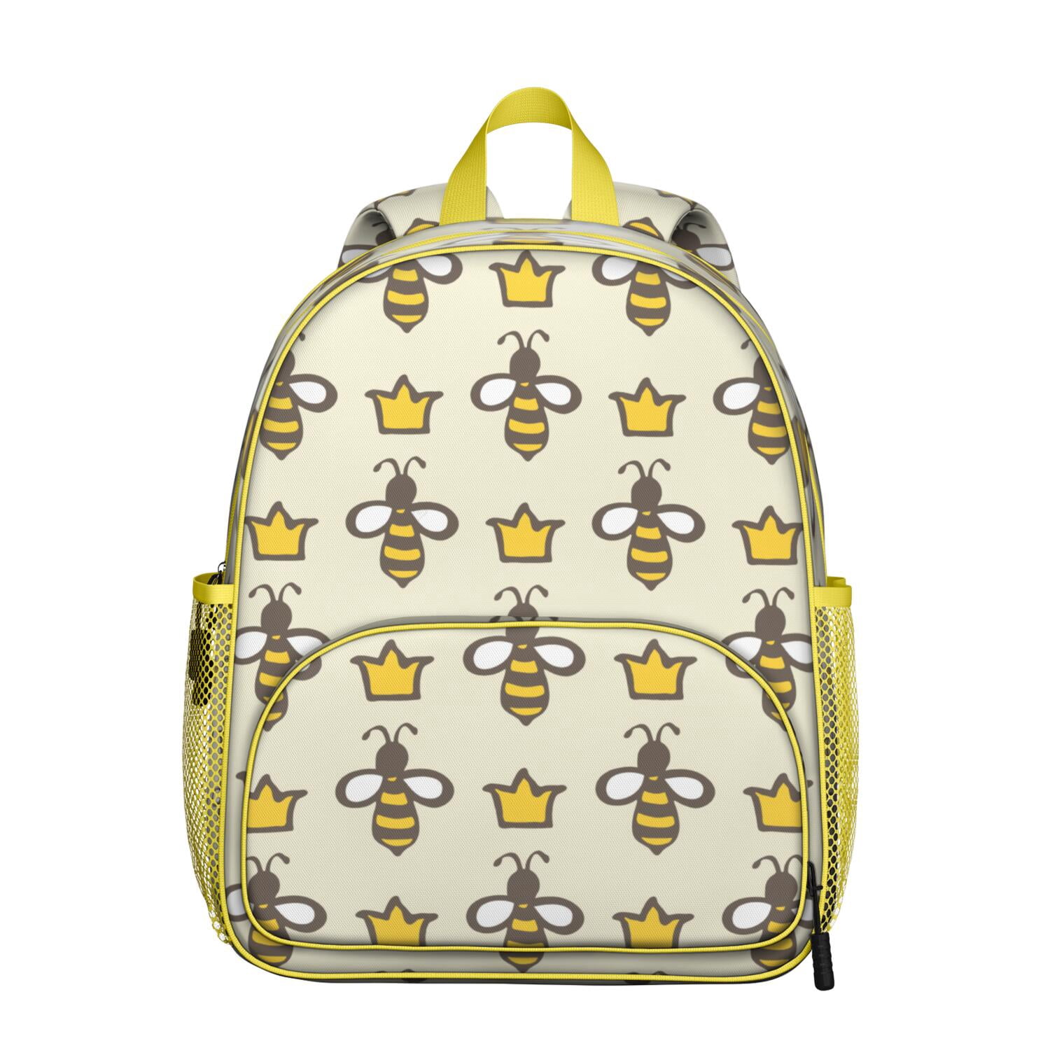 Honeycomb Student Backpack – Bumble Bee Cartoon Print With Cute Bee ...