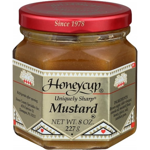 Honeycup, Mustard, 8 oz Jar, Uniquely Sharp with Sweet Molasses Flavor ...