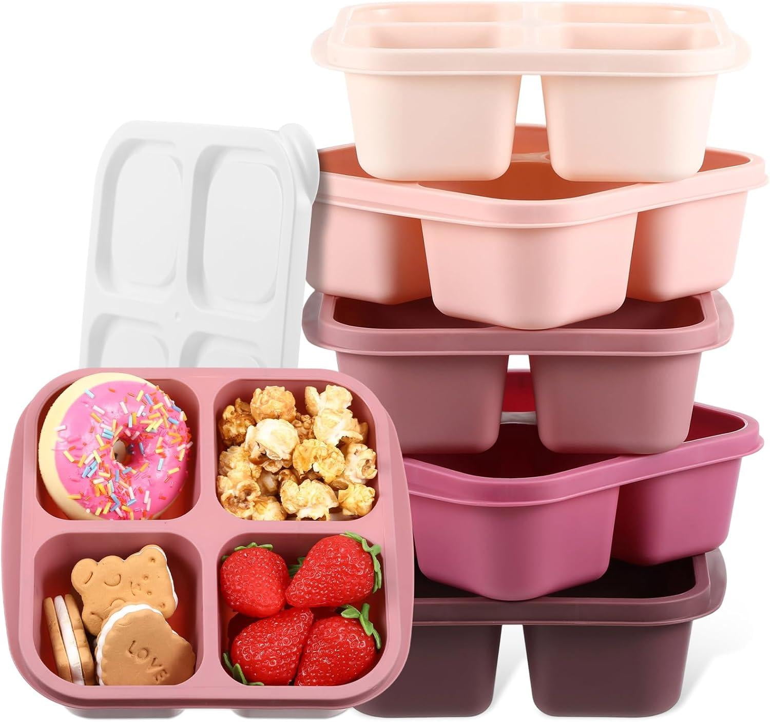 Honeydak 5 Pack Snack Containers 4 Compartment Bento Snack Boxes ...