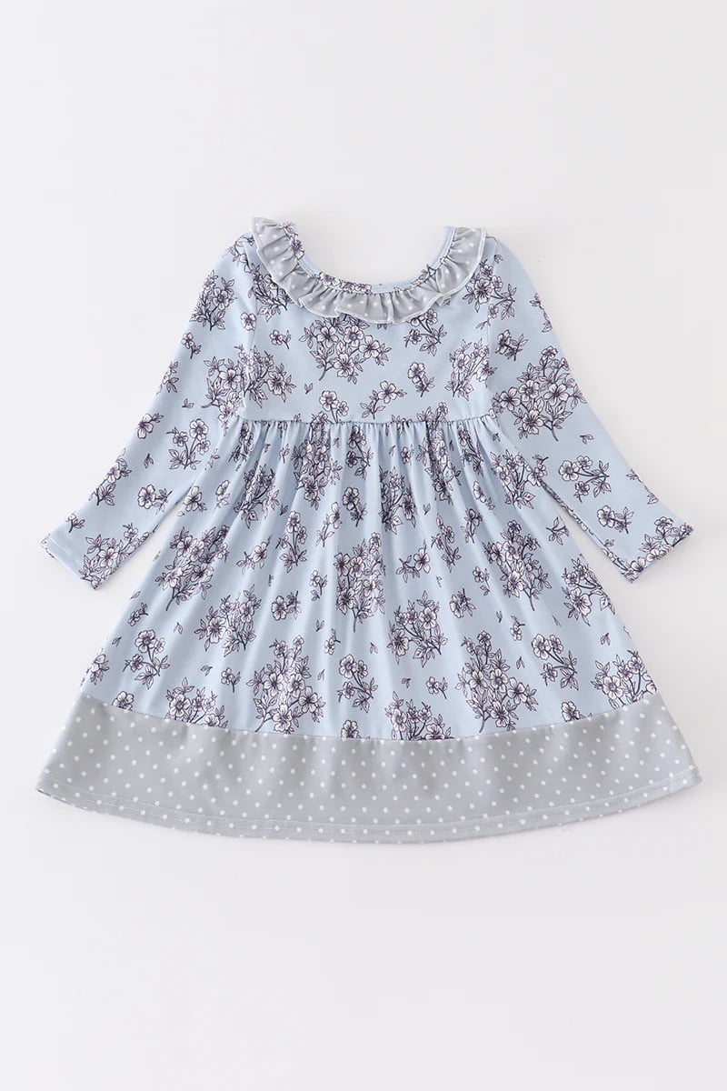Honeydew Blue floral print girls dress - Walmart.com
