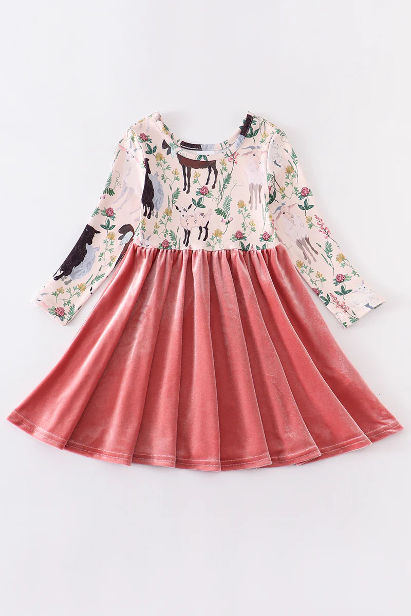 Honeydew Pink velvet girl’s twirl dress - Walmart.com