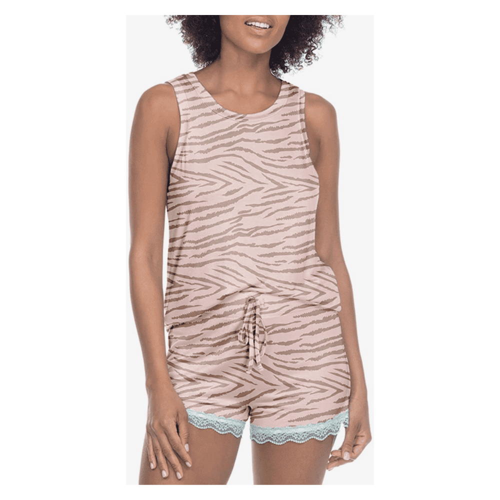 Honeydew Women's Zebra Pattern 2 Pieces Pajama Set (Sandcastle Rose, X ...