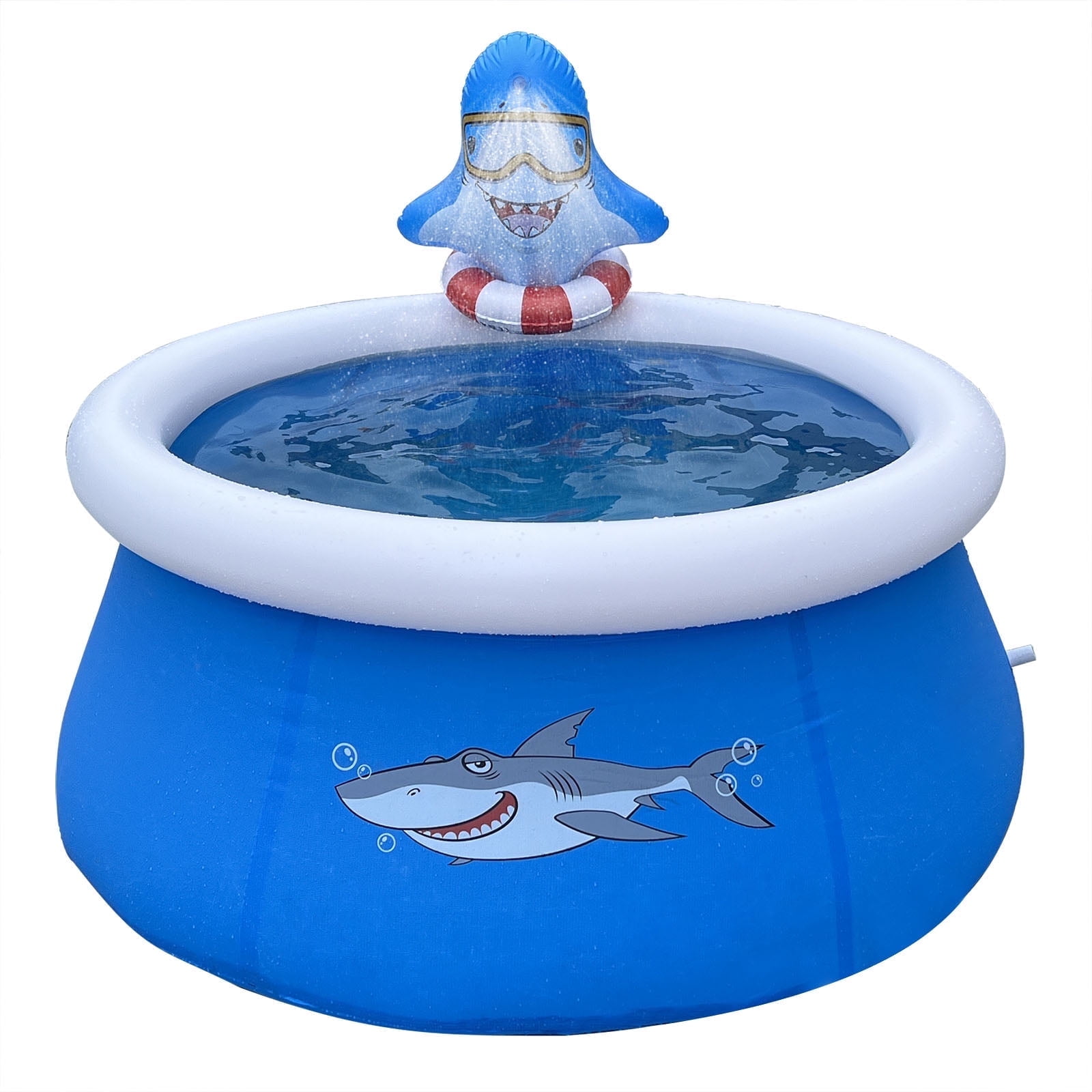 Honeydrill 6ft x 29in Inflatable Spray Pool Rounded Shark Pattern Pool ...