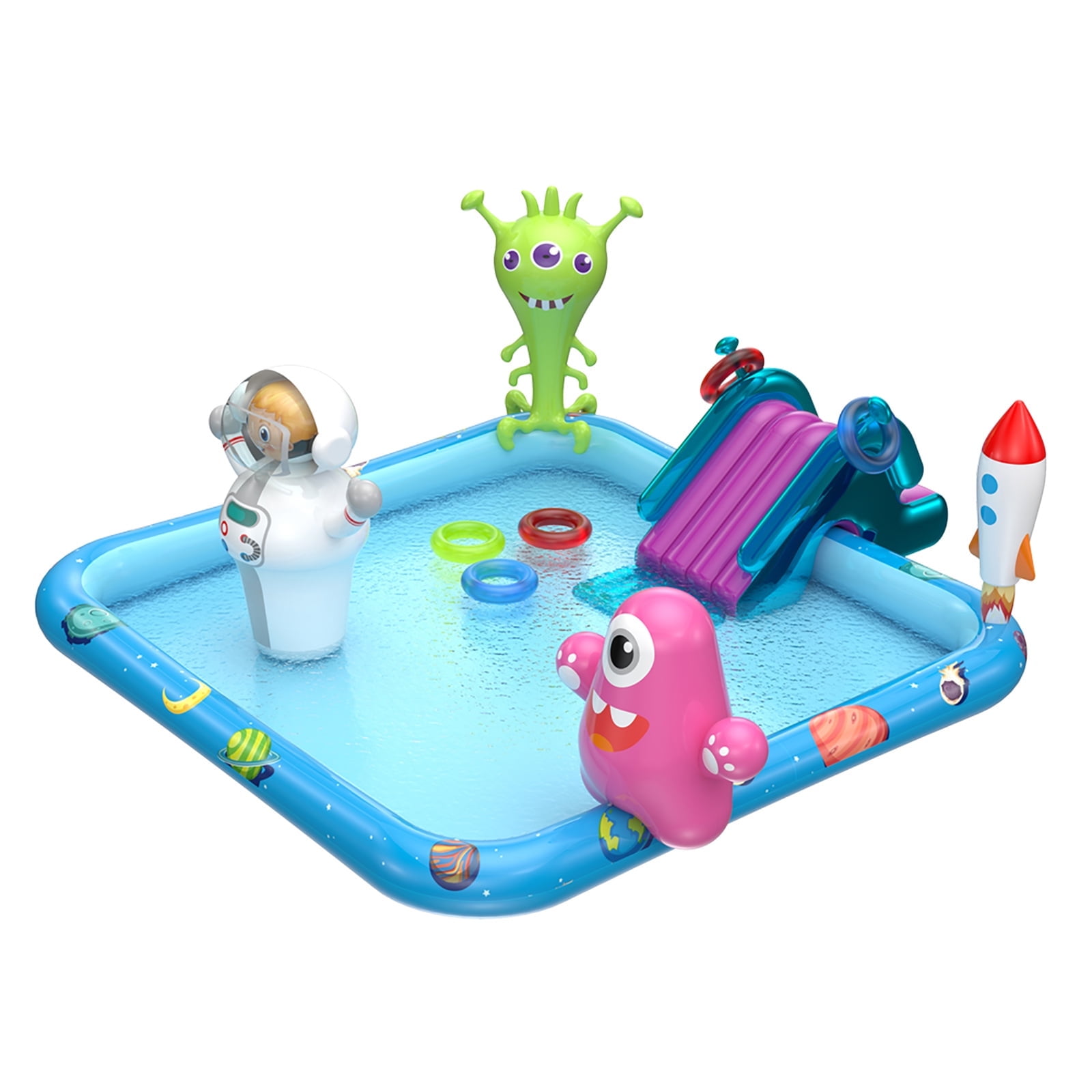 Honeydrill Inflatable Spray Play Pool Kiddle Pool, Space Monster ...