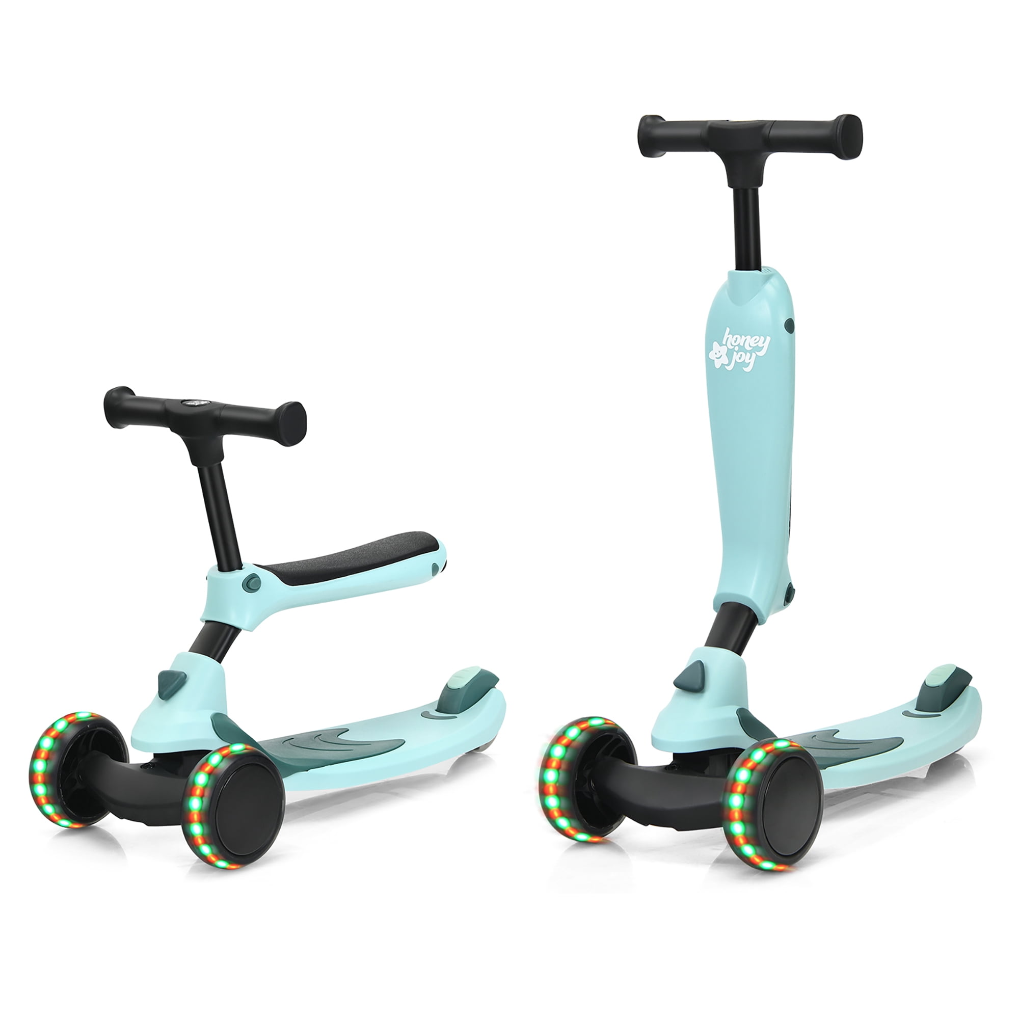 Honeyjoy Portable 3 Big Wheels Kids Scooter with Gravity Steering ...