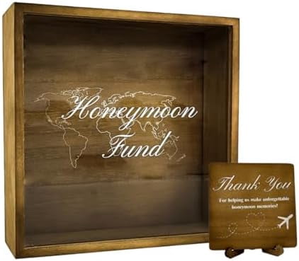Honeymoon Fund Box, 9.5 x 9.5, Brown, Card and Money Box for Weddings ...