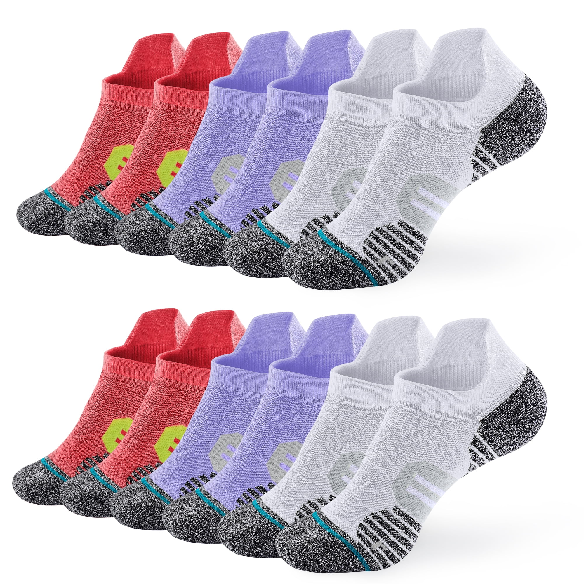 Honeysea 6 Pairs Cotton Ankle Socks, Breathable Cushioned Running Socks ...