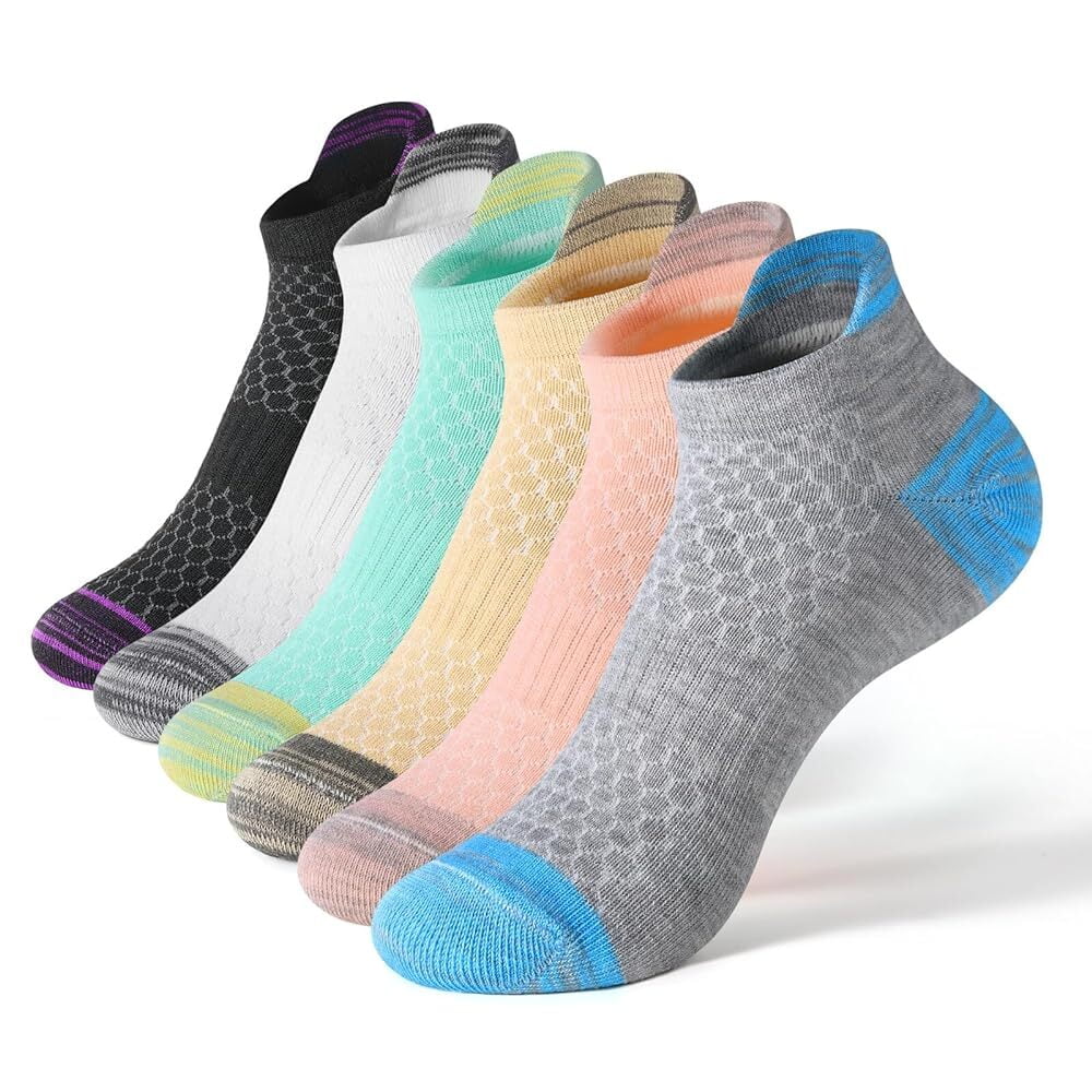 Honeysea Ankle Socks for Women, 6 Pairs Athletic Cushioned Running ...