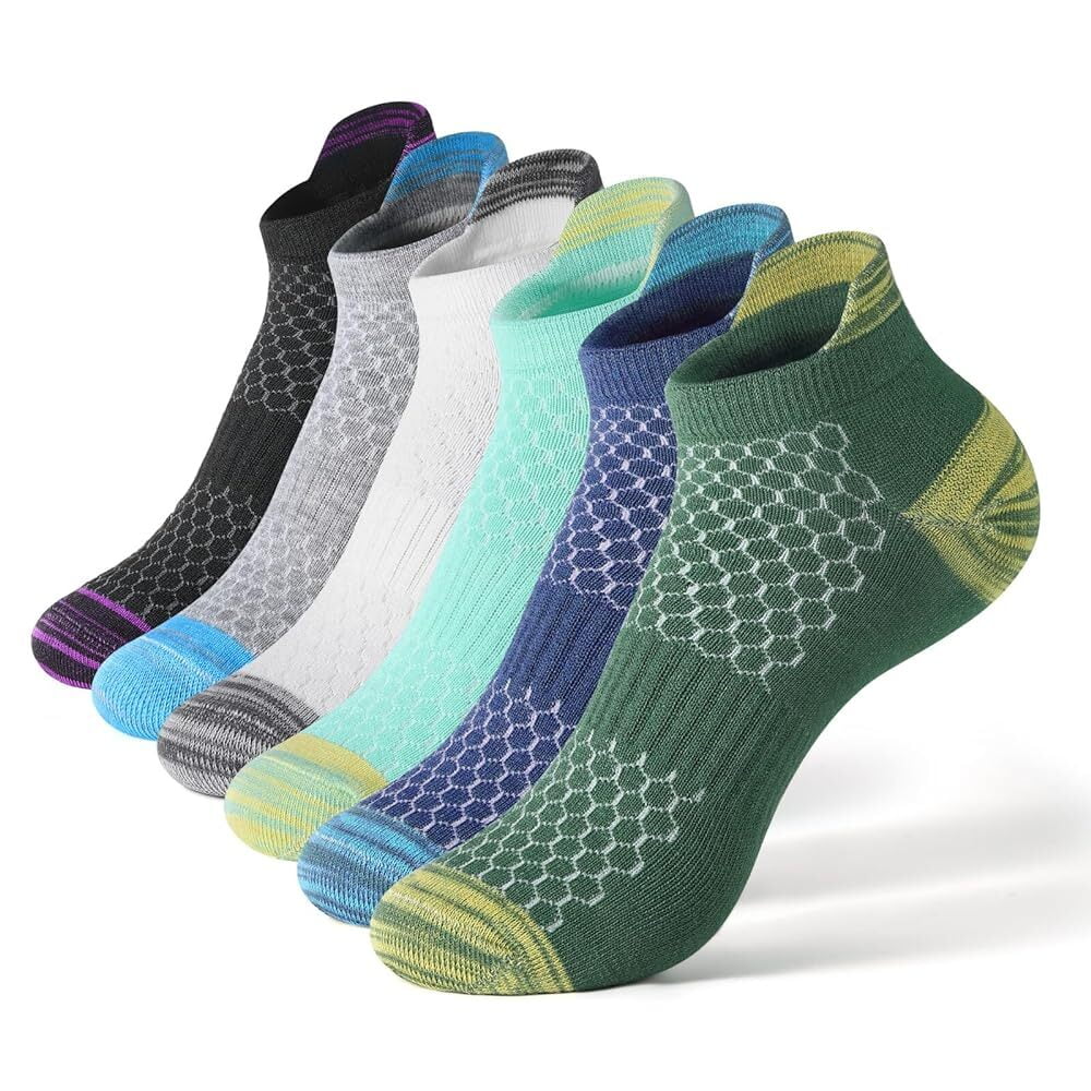 Honeysea Ankle Socks for Women, 6 Pairs Athletic Cushioned Running ...