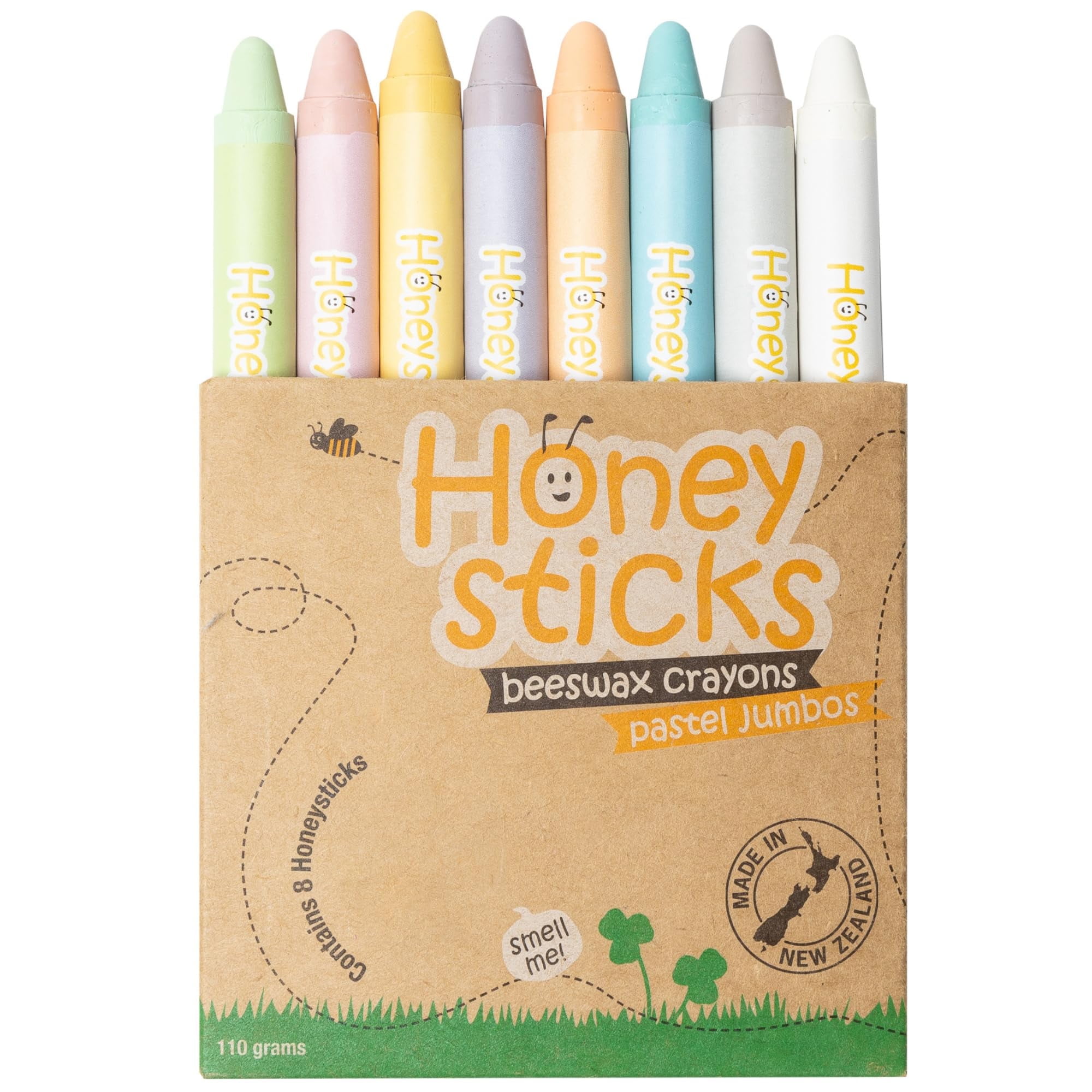 Honeysticks 100% Pure Beeswax Crayons (8 Pack) - Pastel Colored Jumbo ...