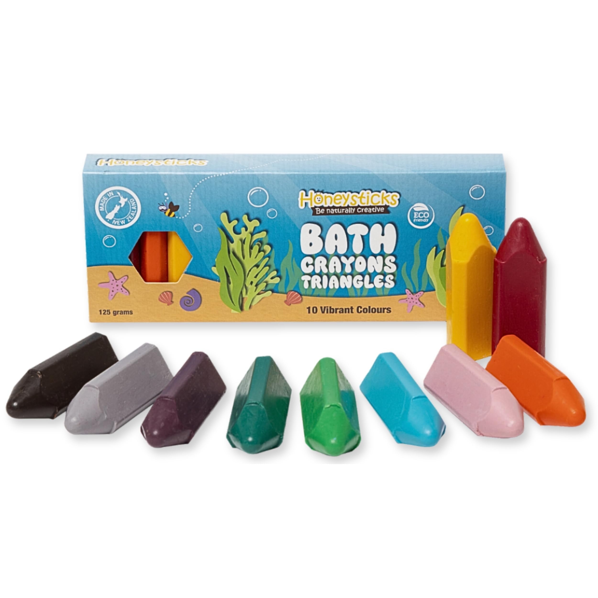 Honeysticks Triangle Bath Crayons Non Toxic (10 Pk) for Toddlers 1-3 ...