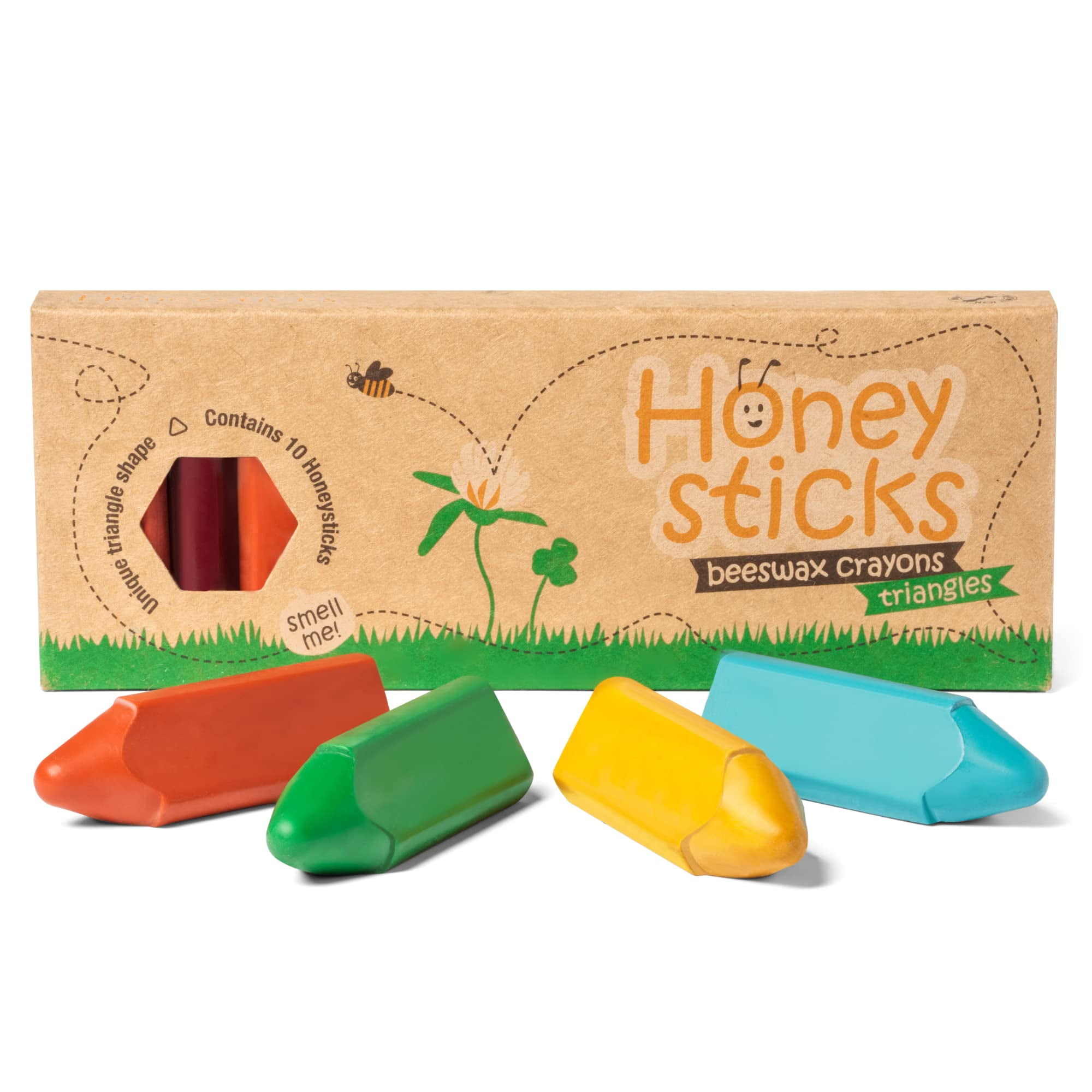 Honeysticks Triangular Crayons (10 Pack) - 100% Pure Beeswax, Food ...