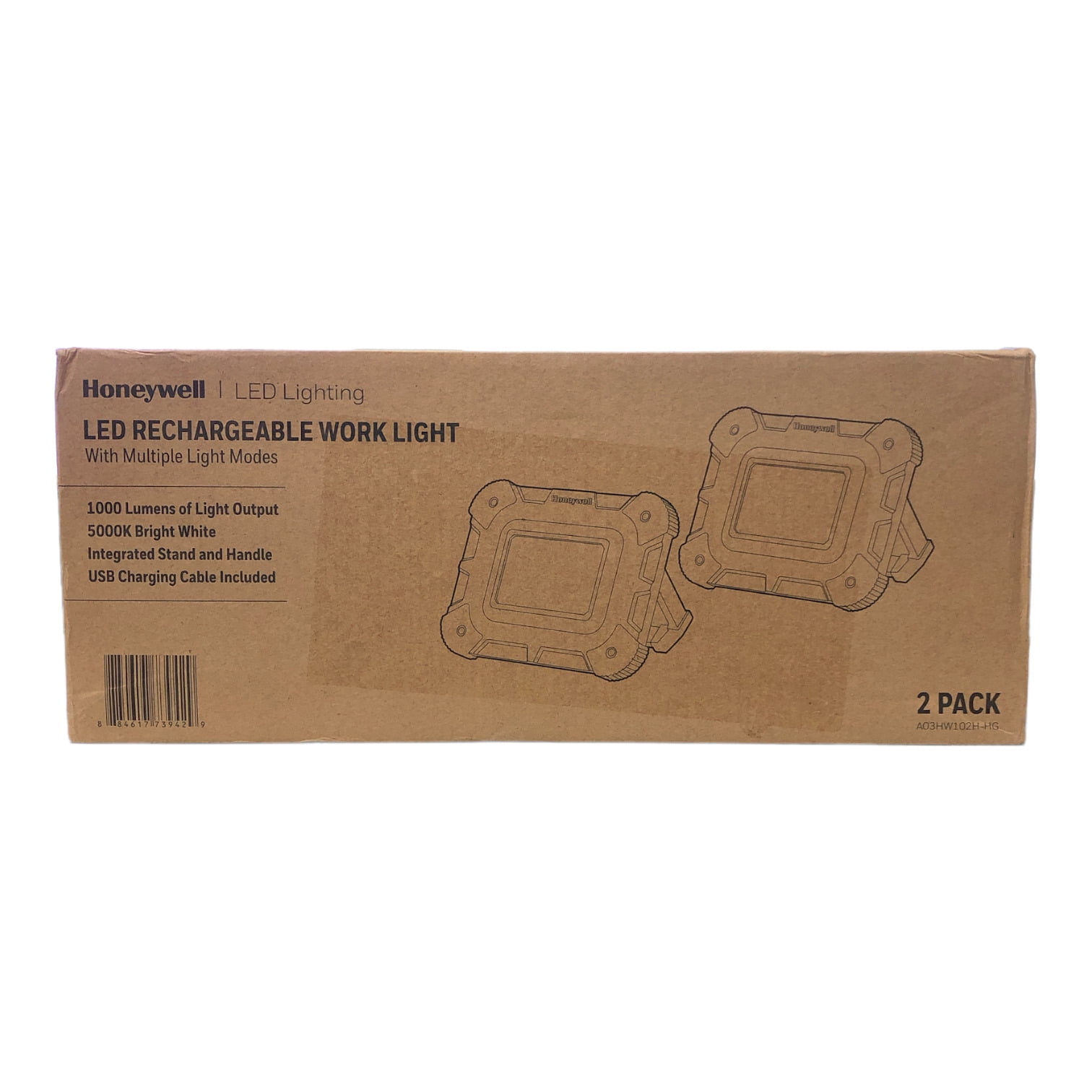 Honeywell 1000 Lumen Rechargeable Work Light Set with Integrated Handle ...
