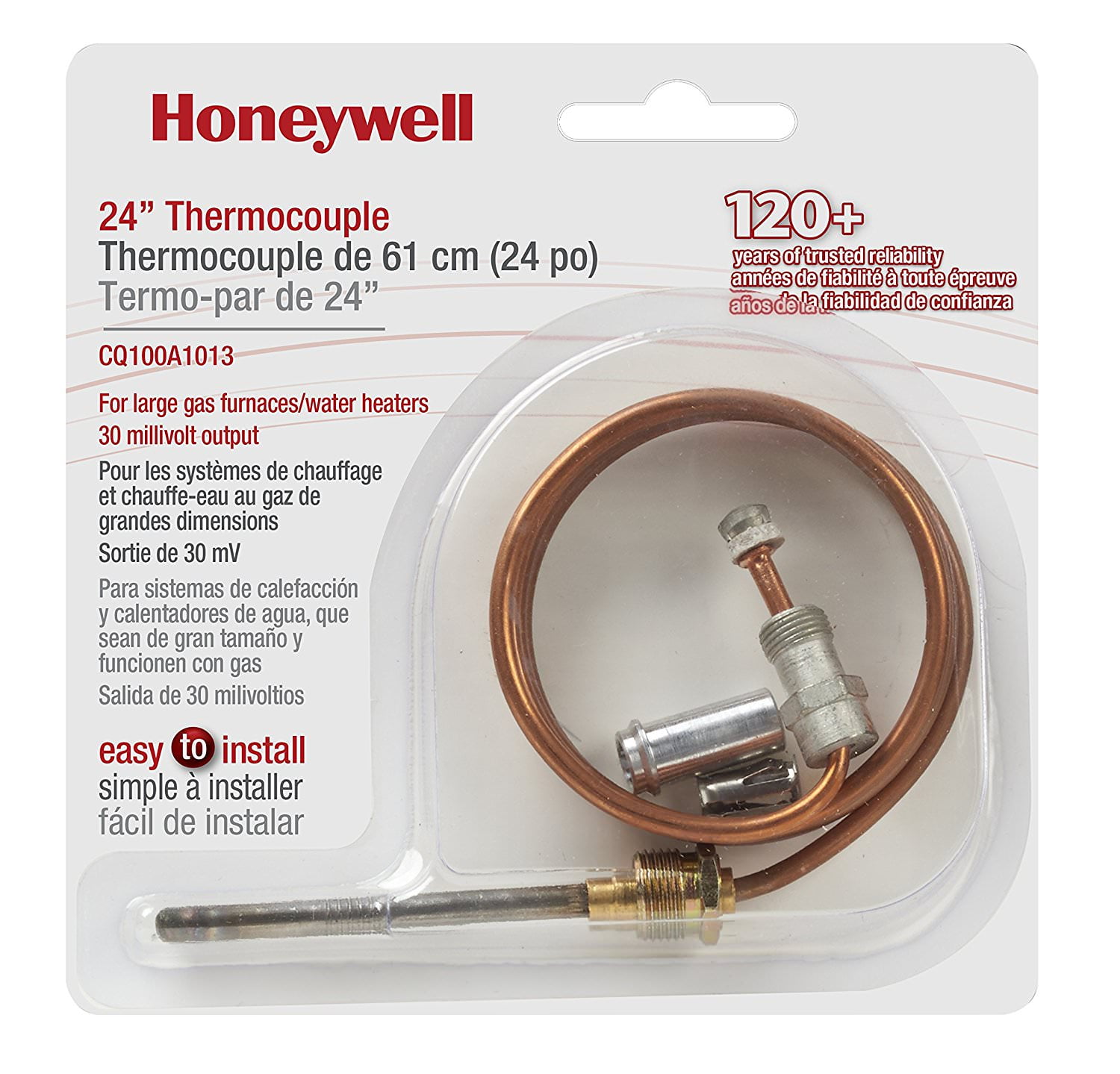 Honeywell 24 Inch Replacement Thermocouple for Furnace, Boilers and ...