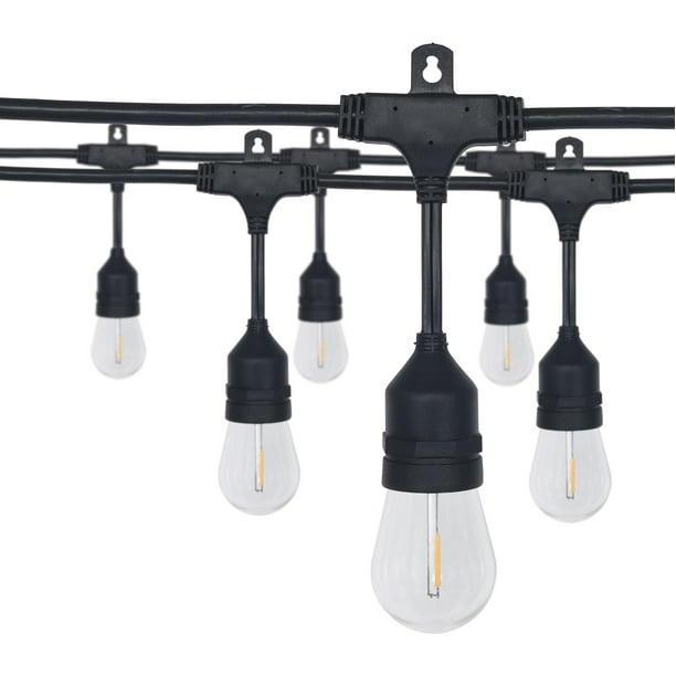 Honeywell 48 ft. Outdoor String Lights, Warm White Commercial Grade LED ...