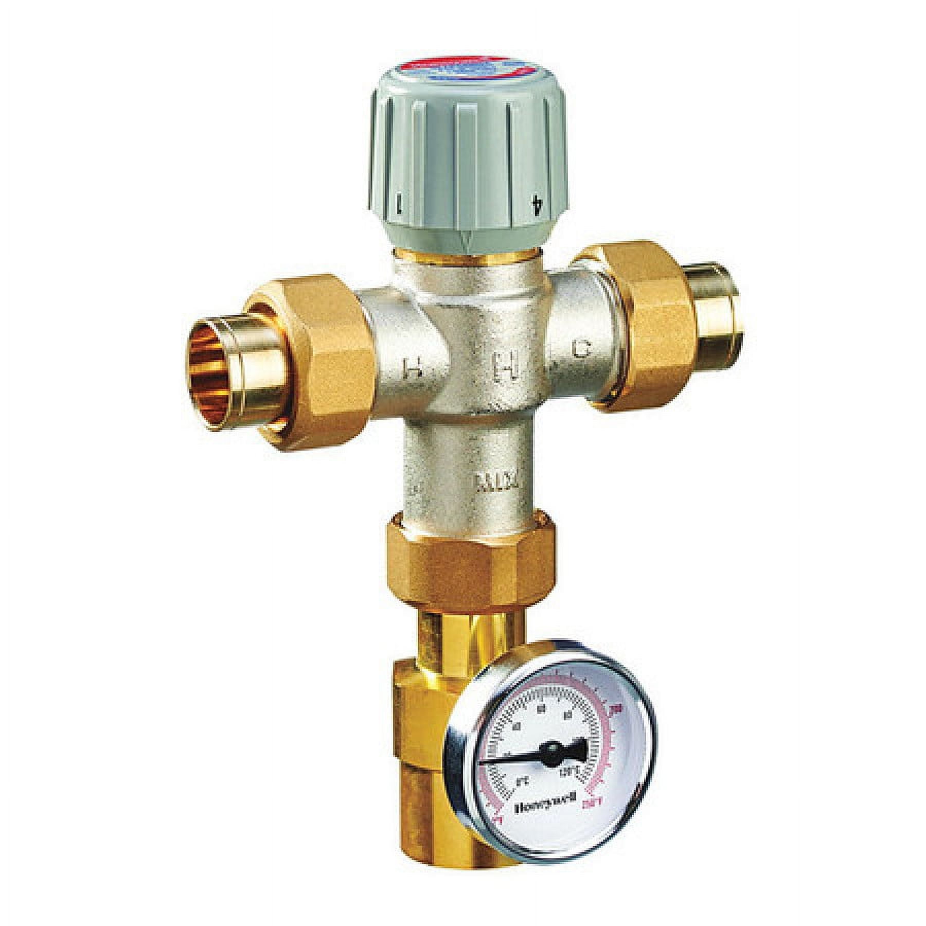 Honeywell AM102R-USTG-1 1in Sweat Union Mixing Valve w/ Temp Gauge ...